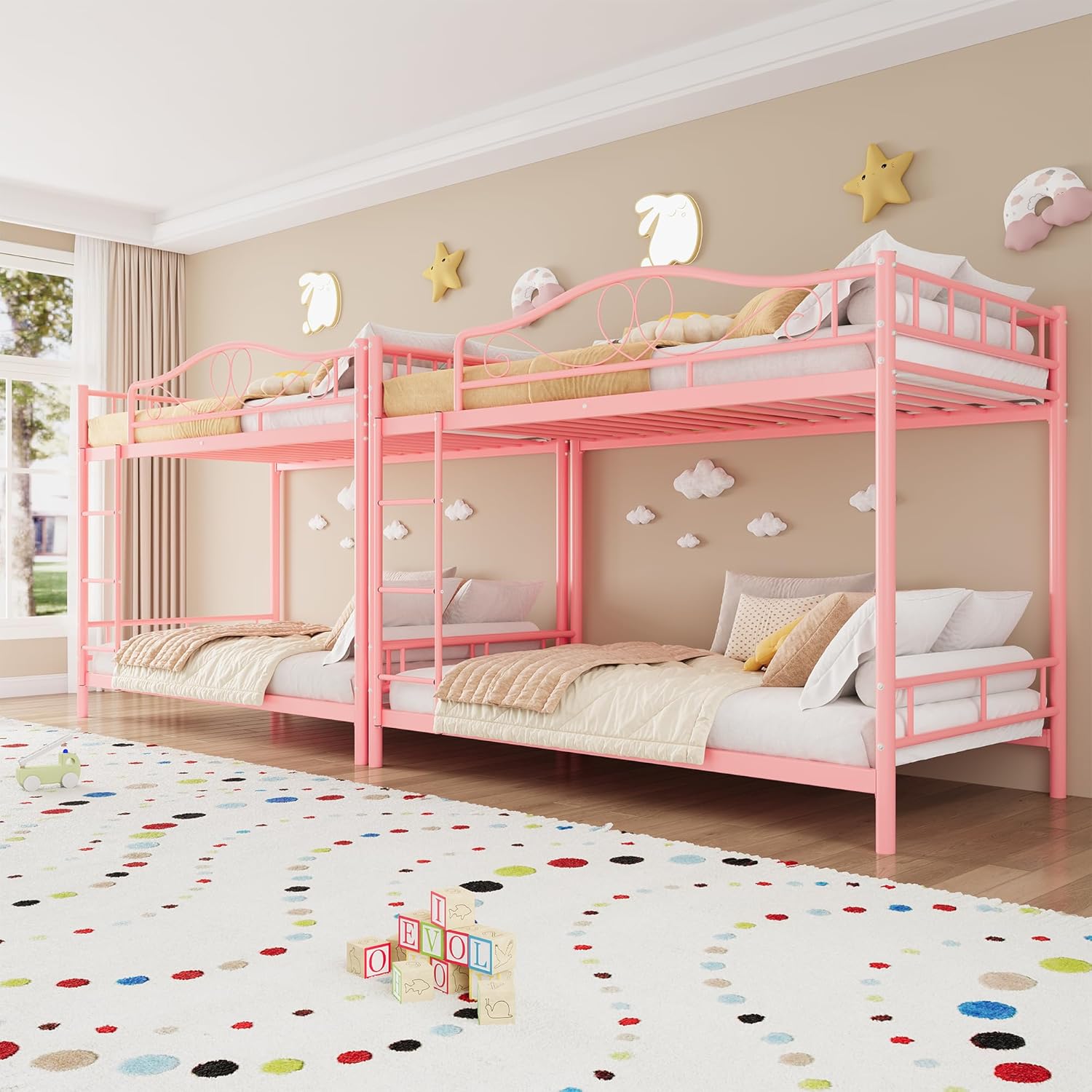 Garvee Metal Bunk Bed Twin Over Twin Heavy Duty Bunkbeds Frame with ...