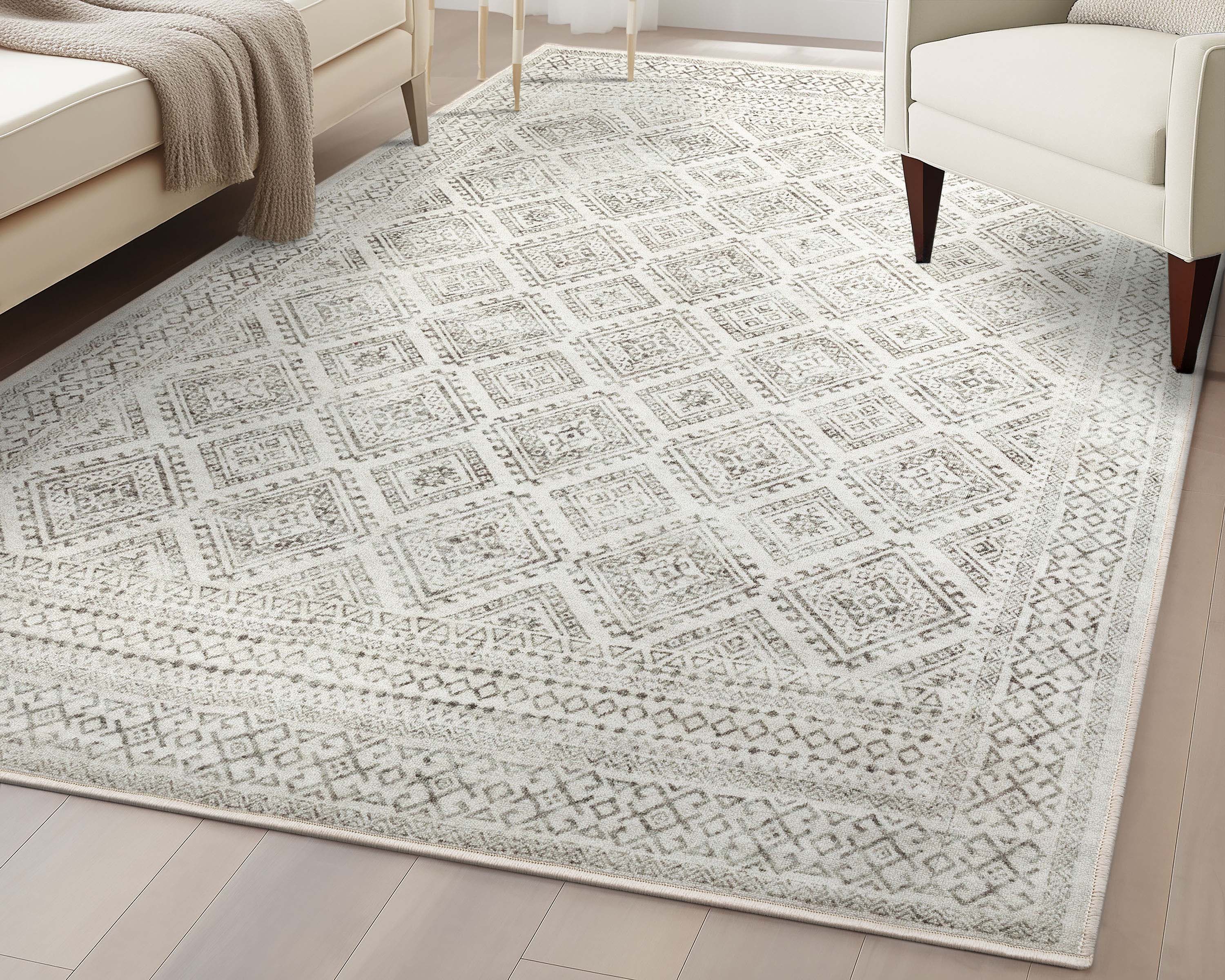 Well Woven Kings Court 5 X 7 (ft) Ivory Indoor Damask Global Area Rug ...