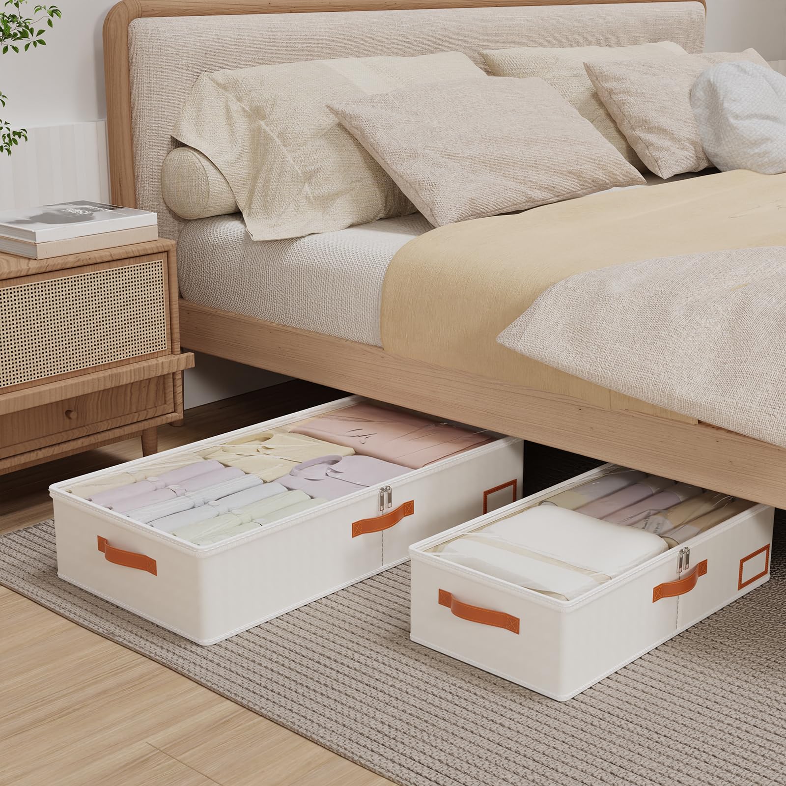 Misopily 4 Pack Under Bed Storage Container Oxford Cloth with Clear ...