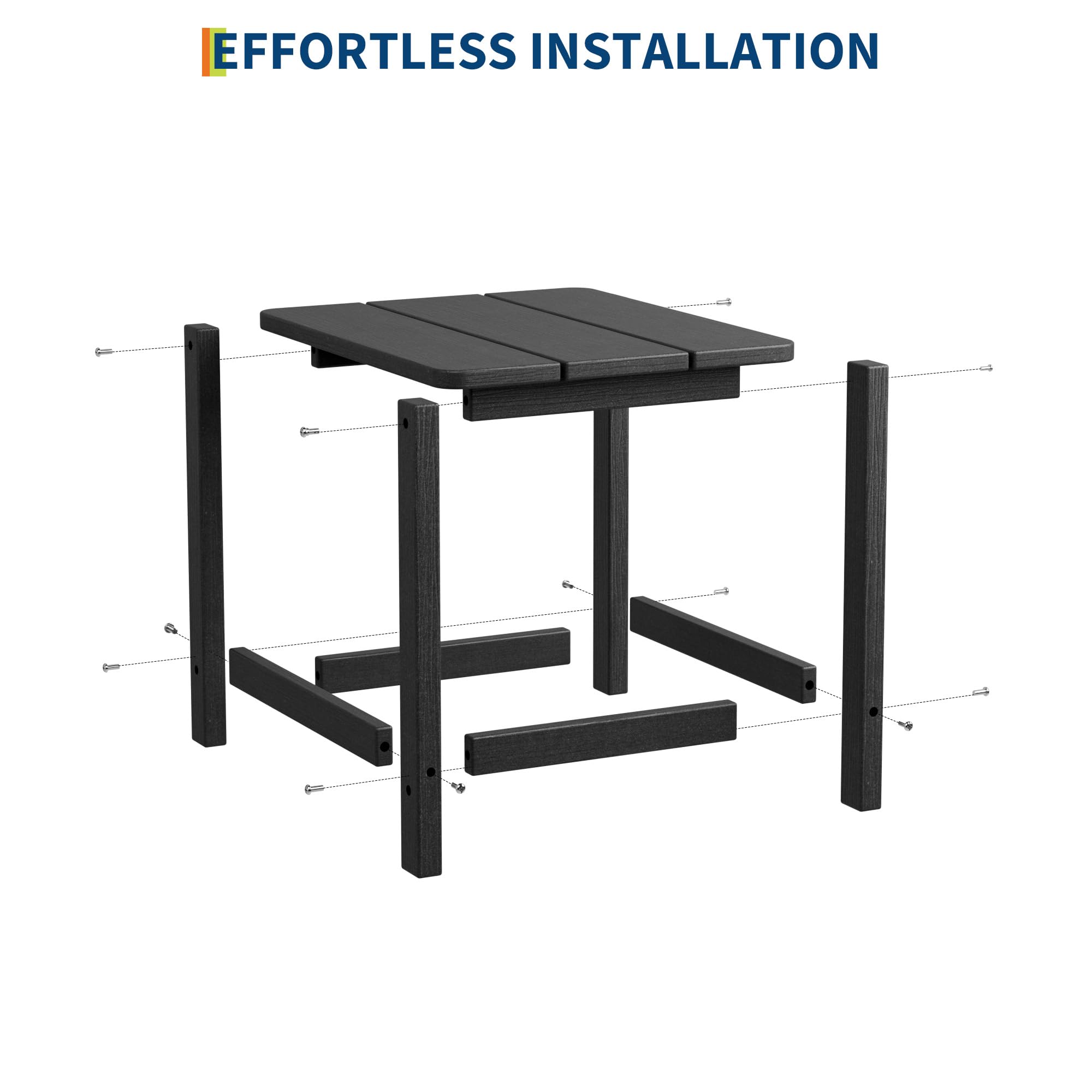 Assile 20 in W x 20 in D x 18 in H Black Outdoor Square Coffee Table ...