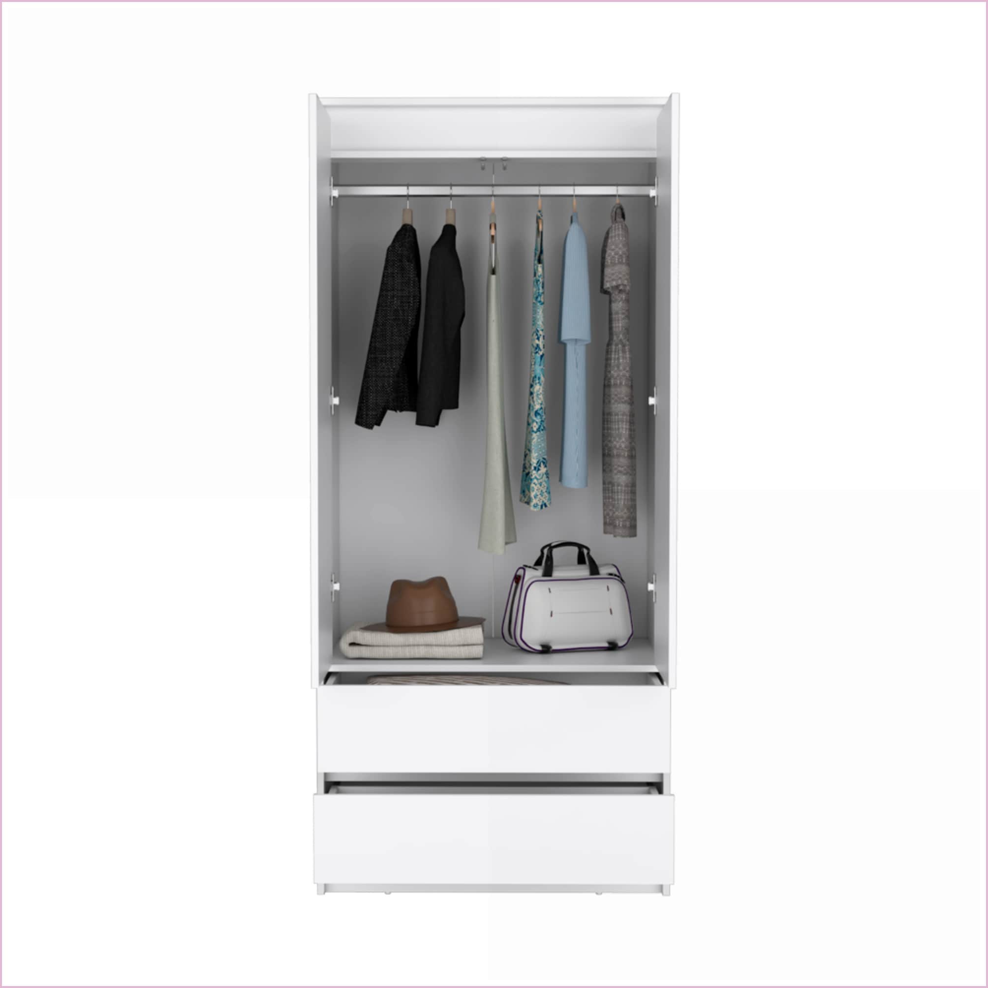 SunJet Drawers Armoire in White made of Particle Board weighing 134lbs ...