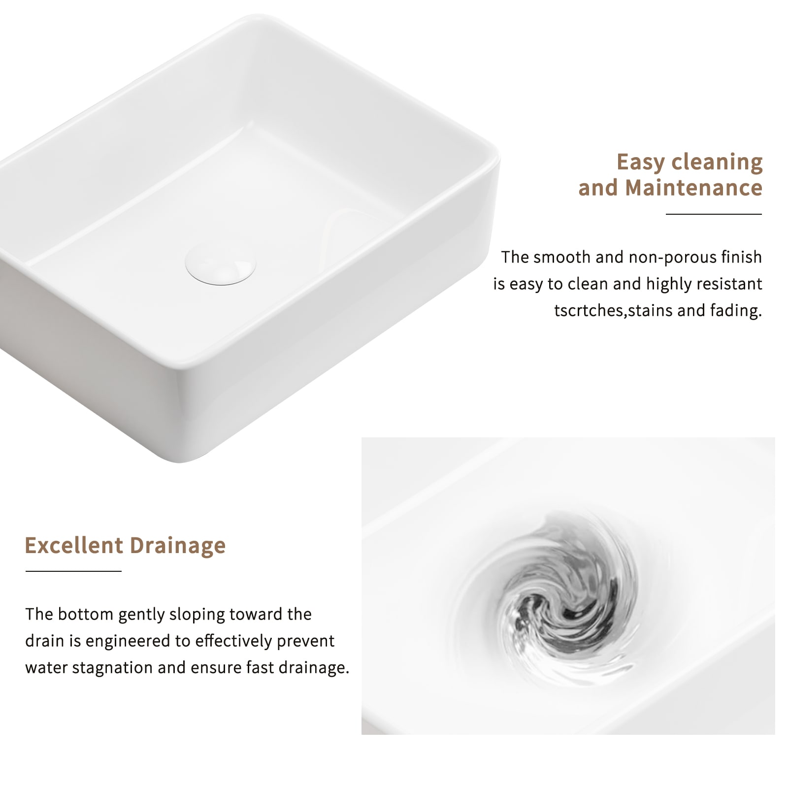 LOVMOR Vessel Sink Rectangle 19 Inch Bathroom SinkRectangular Modern ...