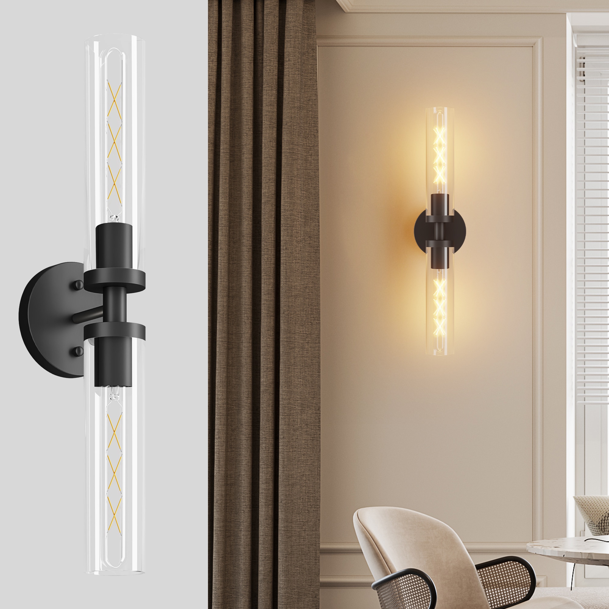Huluwat Wall Sconces Set of Two Hardwired Matte Black Bathroom Sconces ...