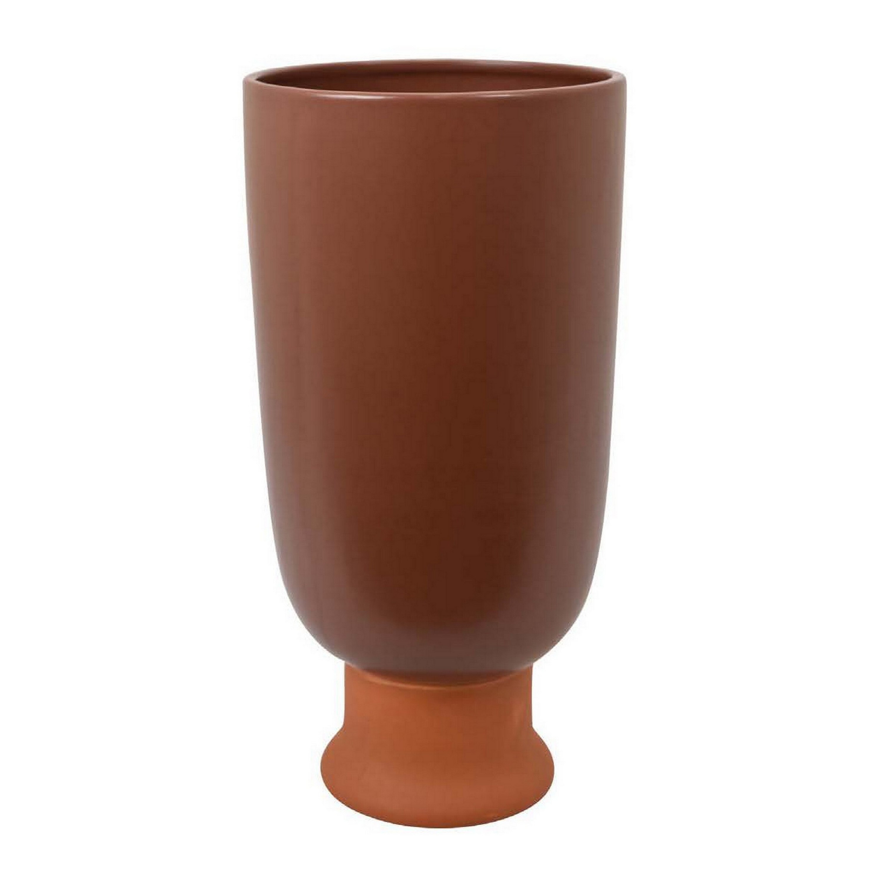 Benzara Modern 14.75 in. Brown Ceramic Round Decorative Vase in the ...