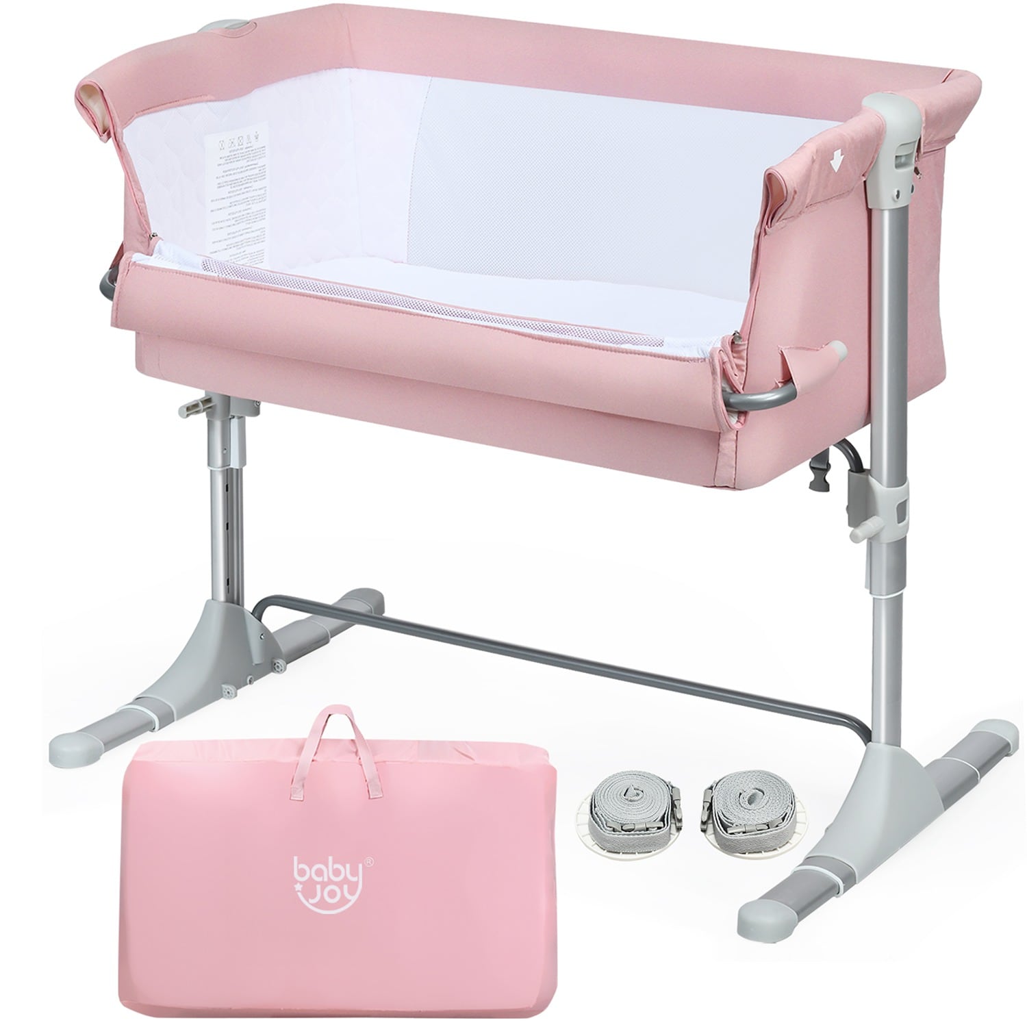 Costway Bassinet Bed Side Crib Infant Sleeper Breathable Mesh with ...
