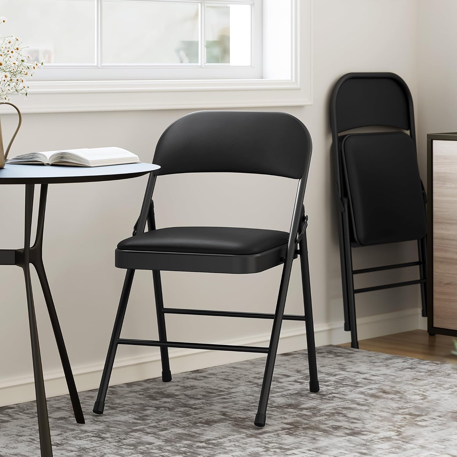 Garvee 2 Pack Padded Folding Chairs Portable Stackable Foldable Chairs ...