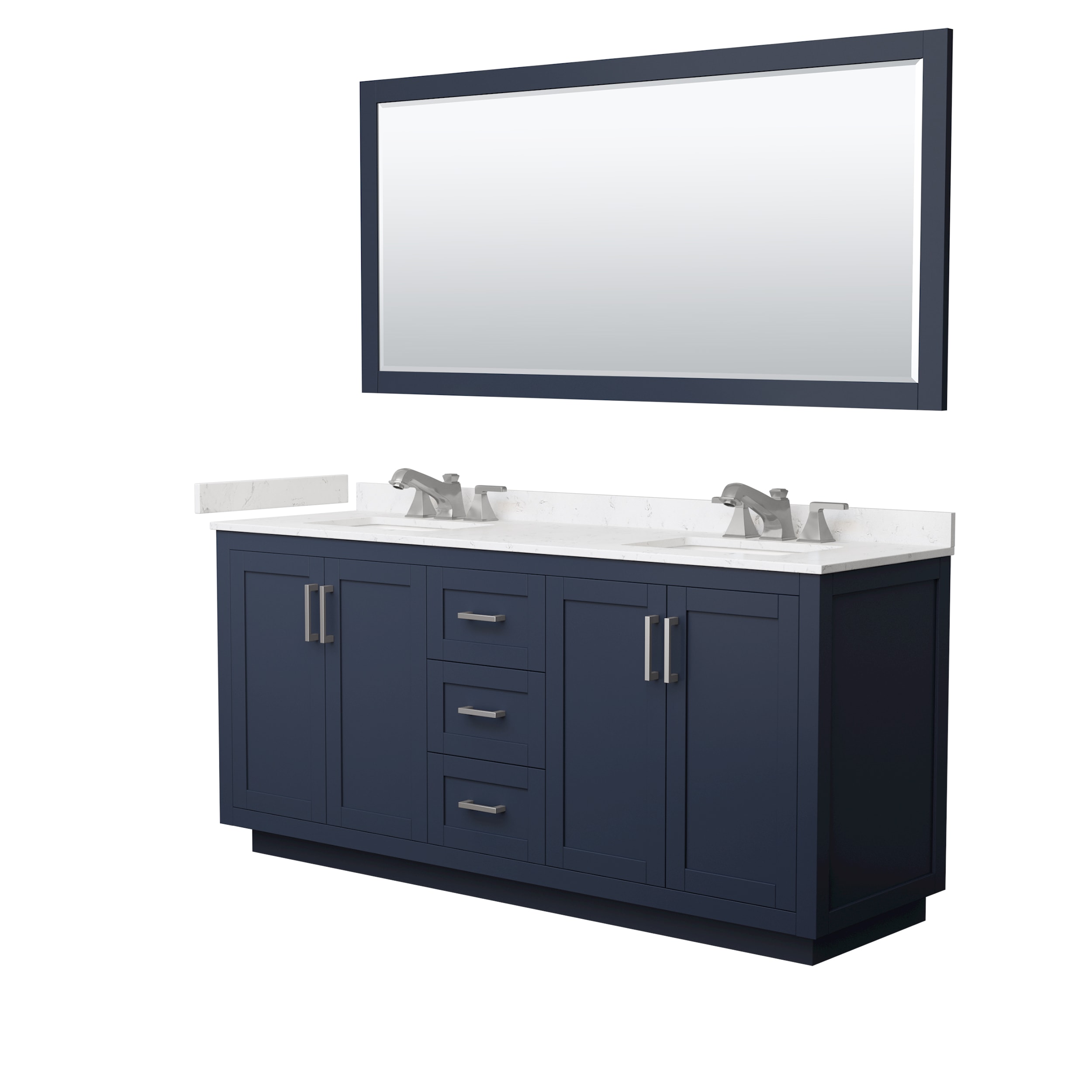 Wyndham Collection Miranda 72-in Dark Blue with Brushed Nickel Trim ...