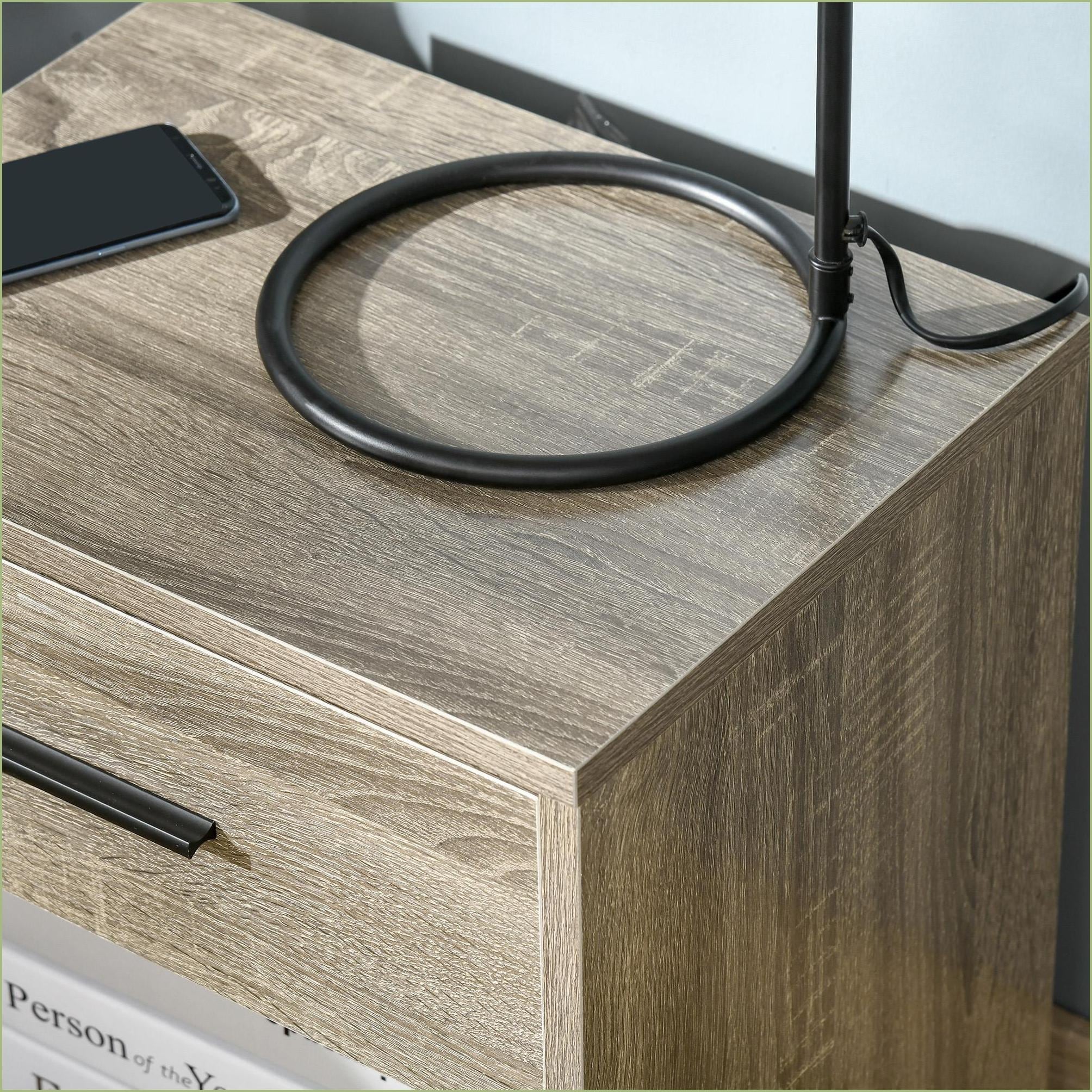 Watnature Gray Wood Grain Modern Coffee Table for Living Room Space ...