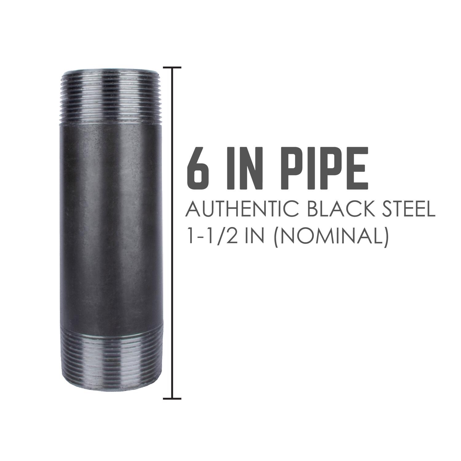 STZ Industries 1-1/2 in. MIP each X 1-1/2 in. D MIP Black Steel 6 in. L ...