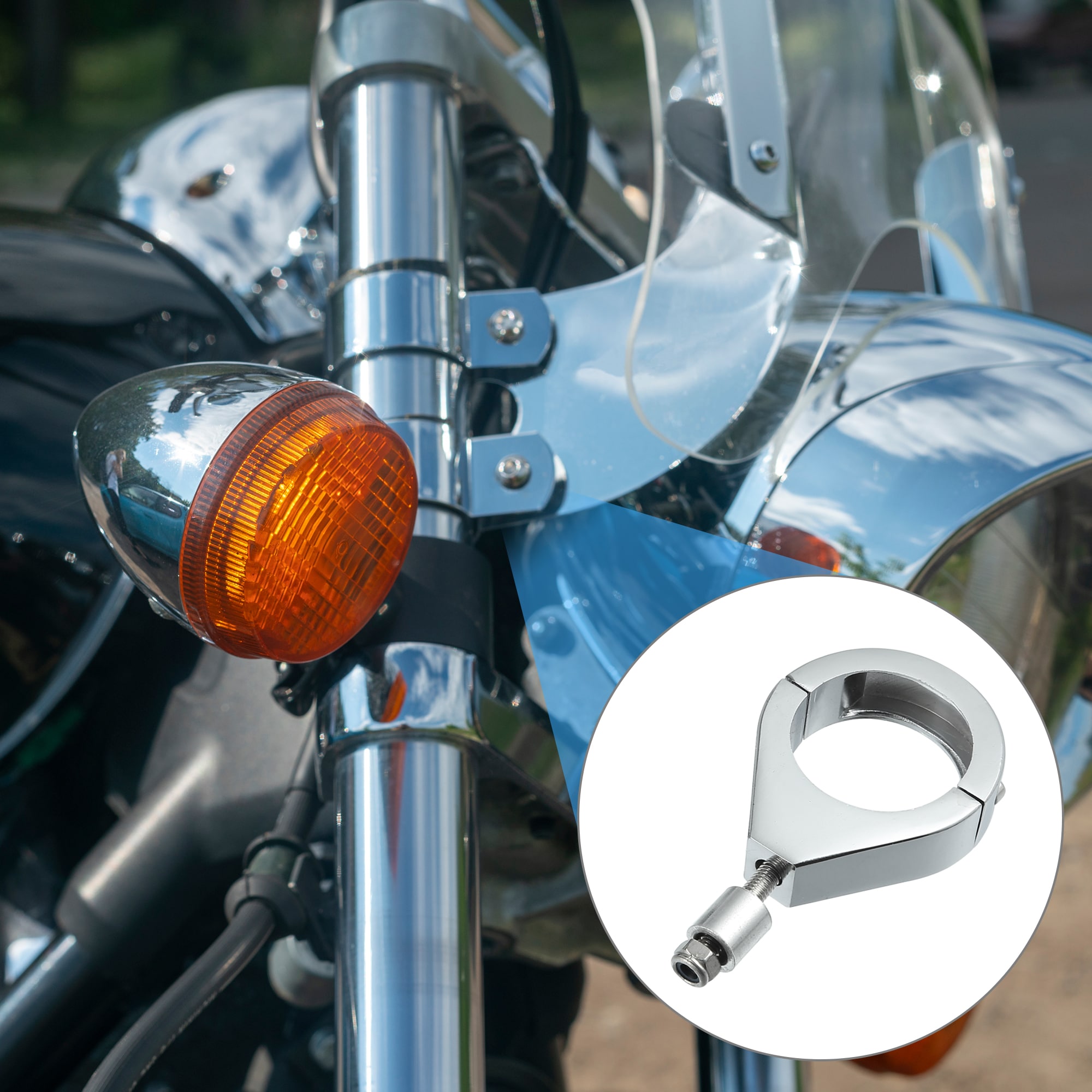Unique Bargains Universal Motorcycle Turn Signal Light Fork Clamps Kit ...