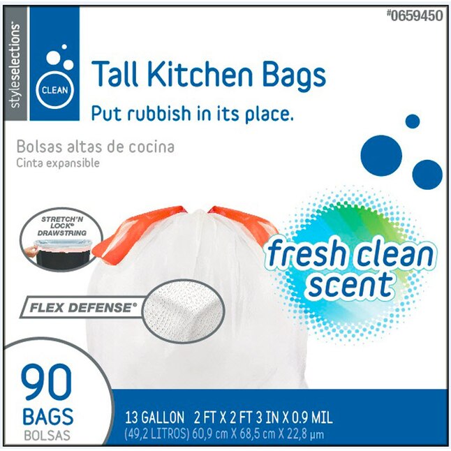 Style Selections 90-Pack 13-Gallon Fresh Clean White Plastic Kitchen ... Style Selections 90-Pack 13-Gallon Fresh Clean White Plastic Kitchen ...