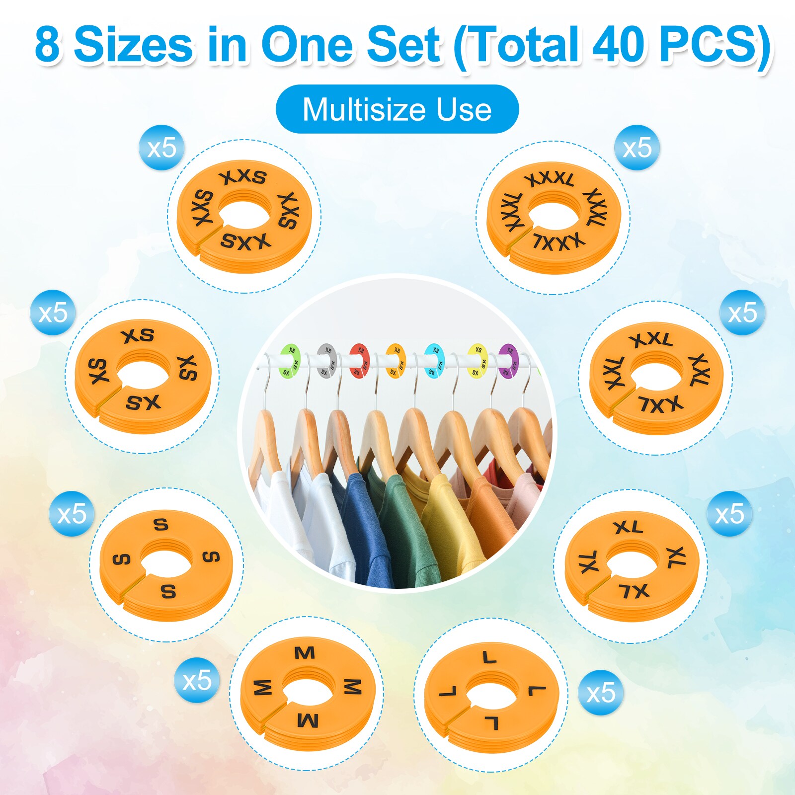 PATIKIL Clothes Dividers for Hanging Clothes 40pcs 8 Sizes Round Pre ...