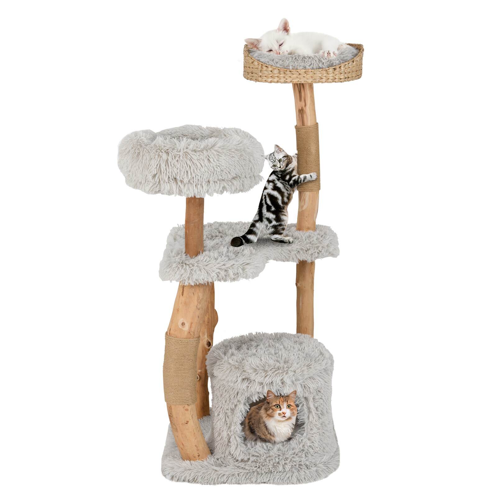 Slickblue Multi Level Wooden Cat Tree Cat Condo and Scratching Post for ...