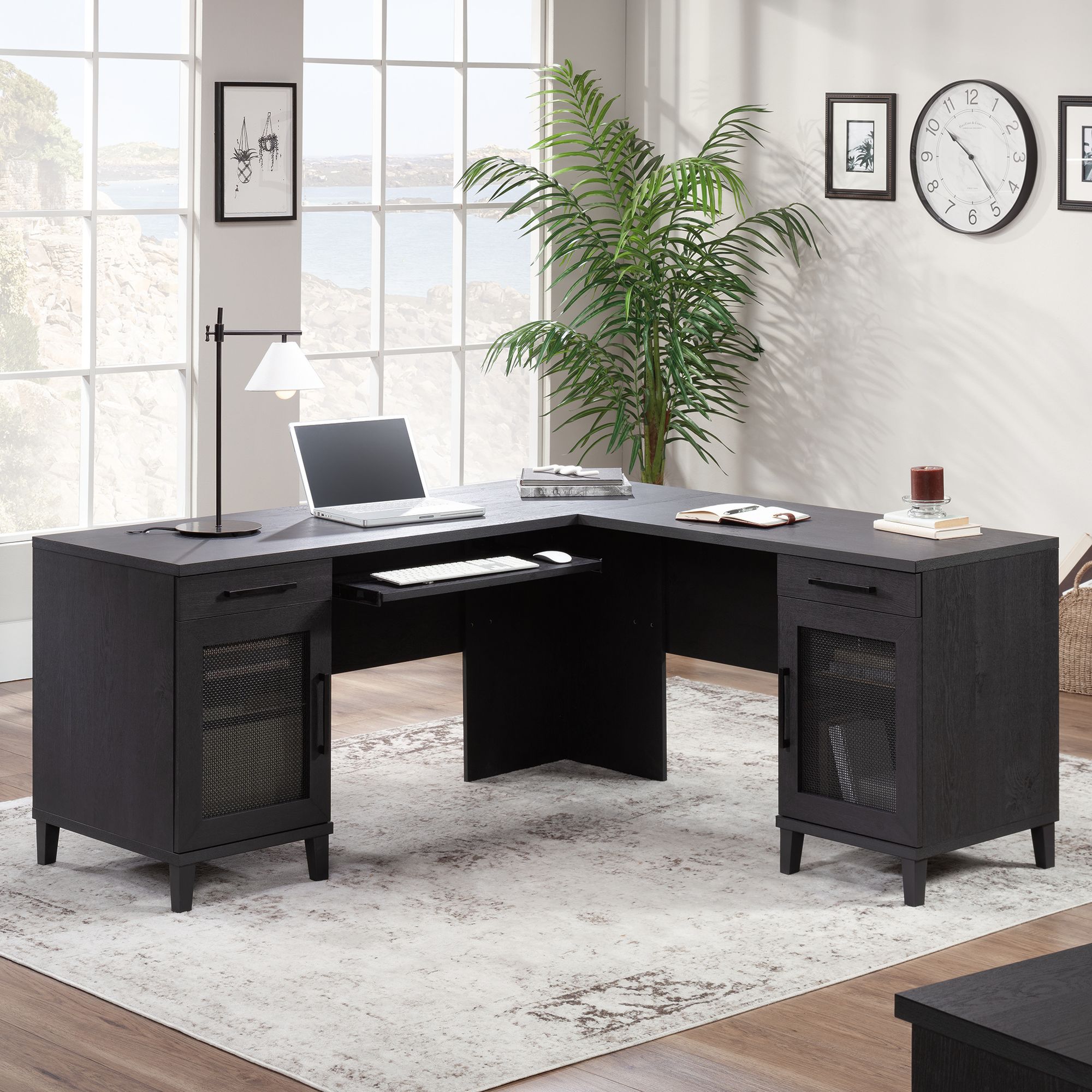 Sauder Tiffin Line Commercial Office L Desk Raven Oak finish in the ...