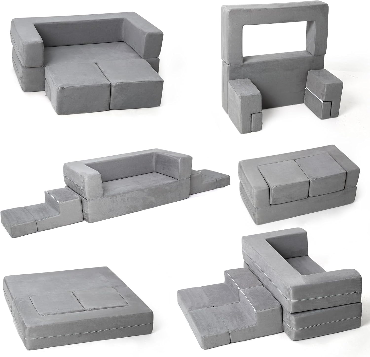 WhizMax Modular Kids Couch - Toddler Playroom Furniture - Convertible ...