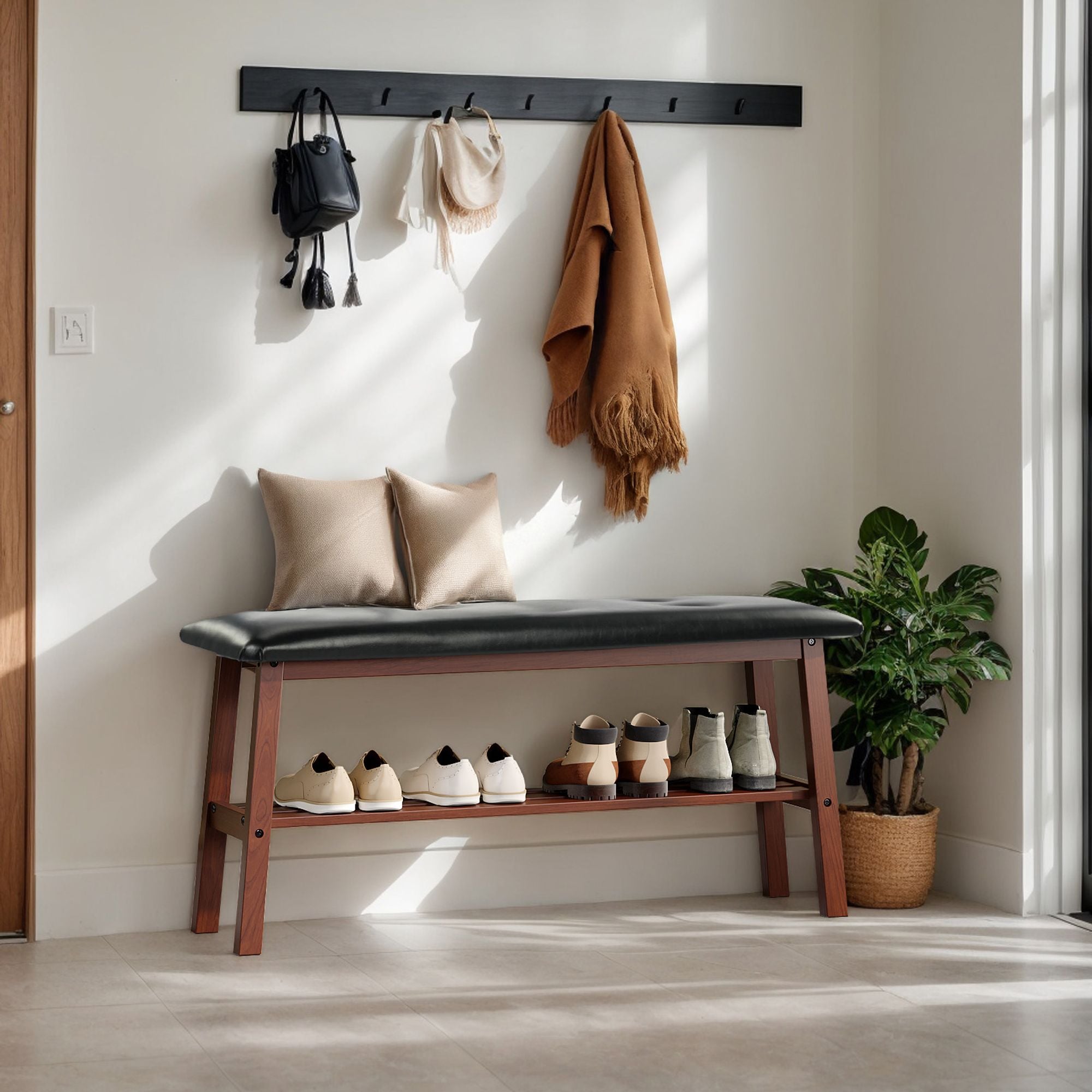 Winado 39.4in Dining Room Bench with PU Leather Upholstered with Seat ...