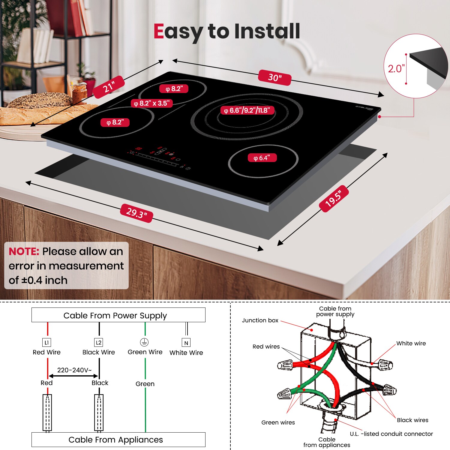 Gasland Chef 30-in 4 Burners Smooth Surface (Radiant) Black Electric ...