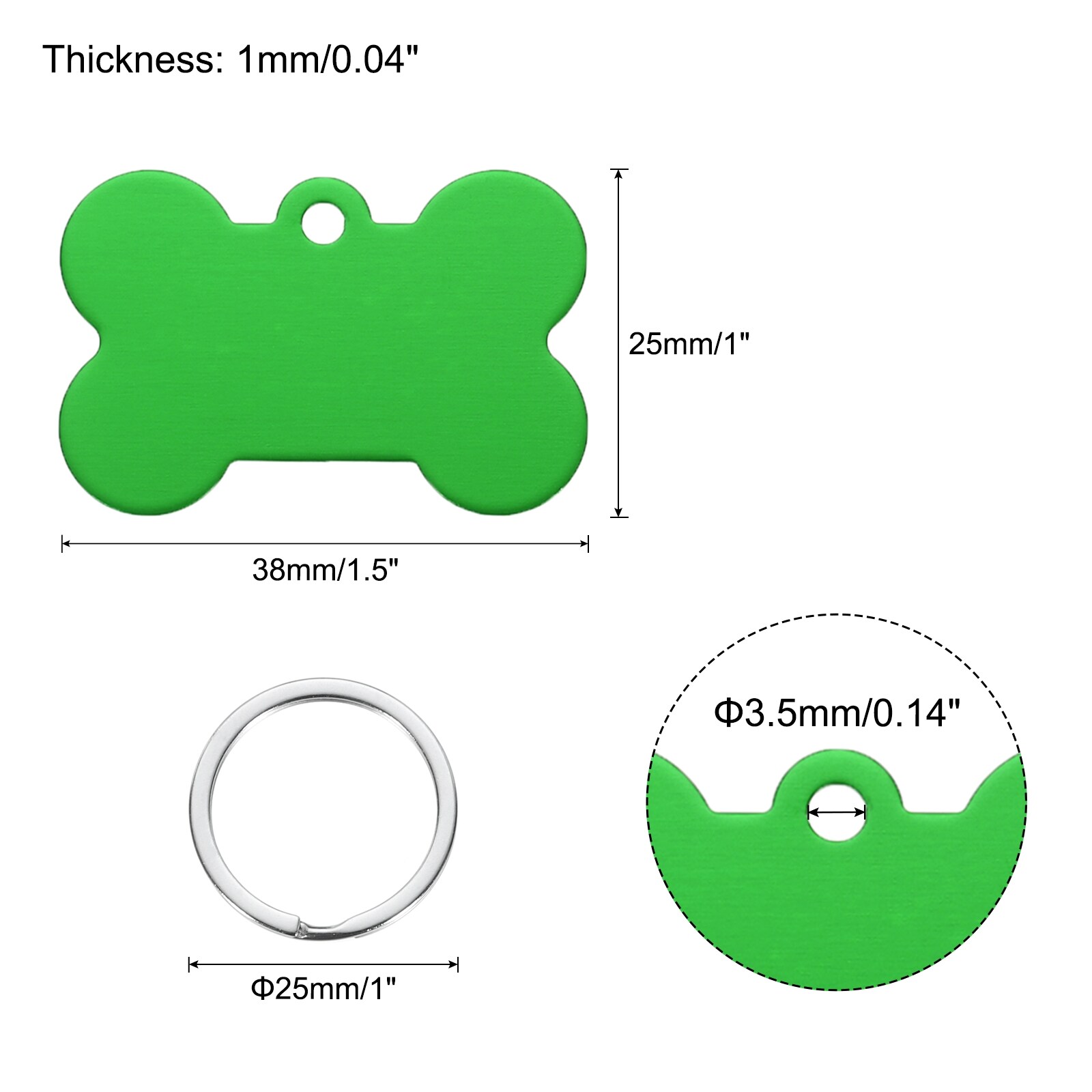 Unique Bargains Bone Shaped Dog Tag Pet ID Tags 38mmx25mm/1.5inchx1inch ...