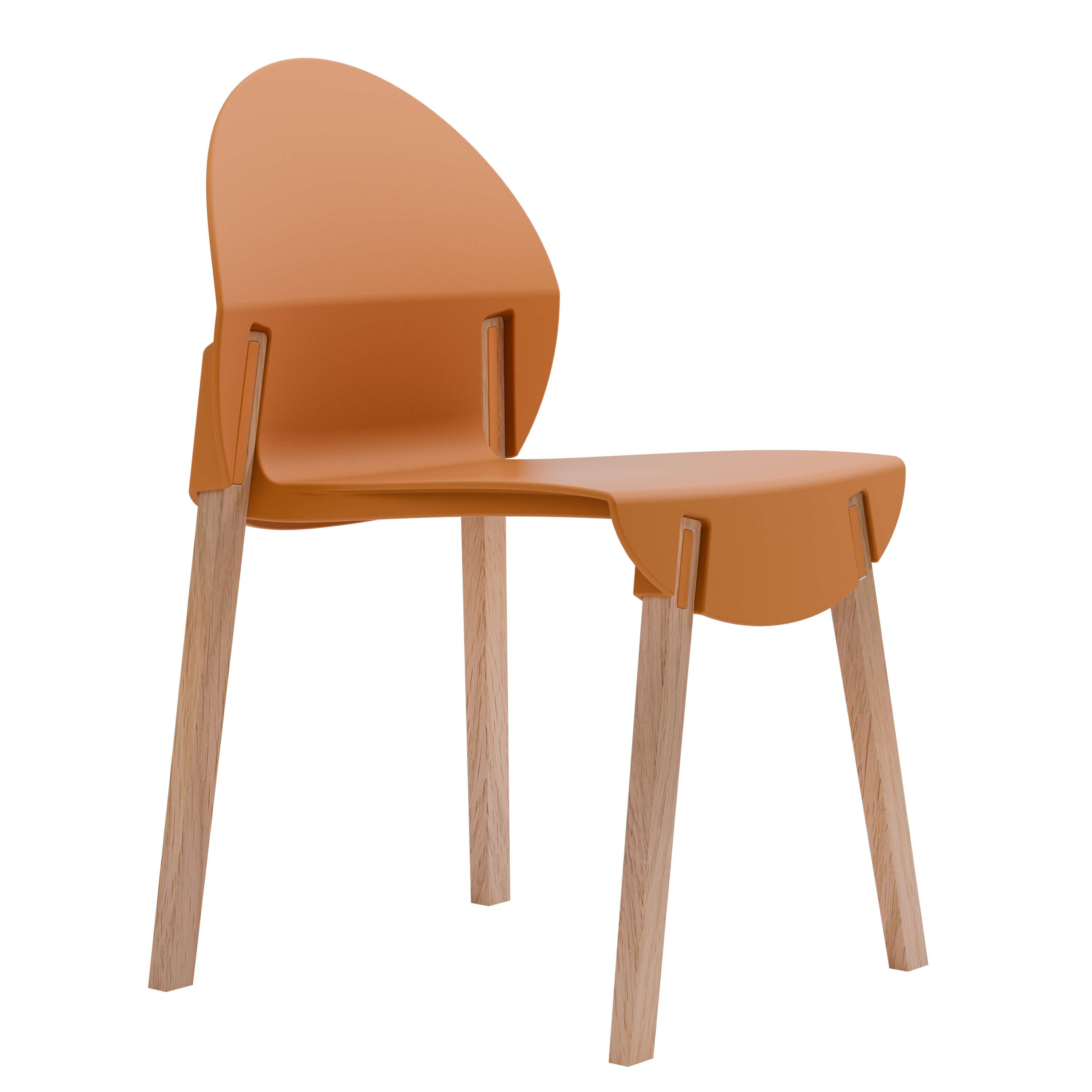 Rbied Red Oak Wood Dining Chair with Fixed Base in Tropical Orange Set ...