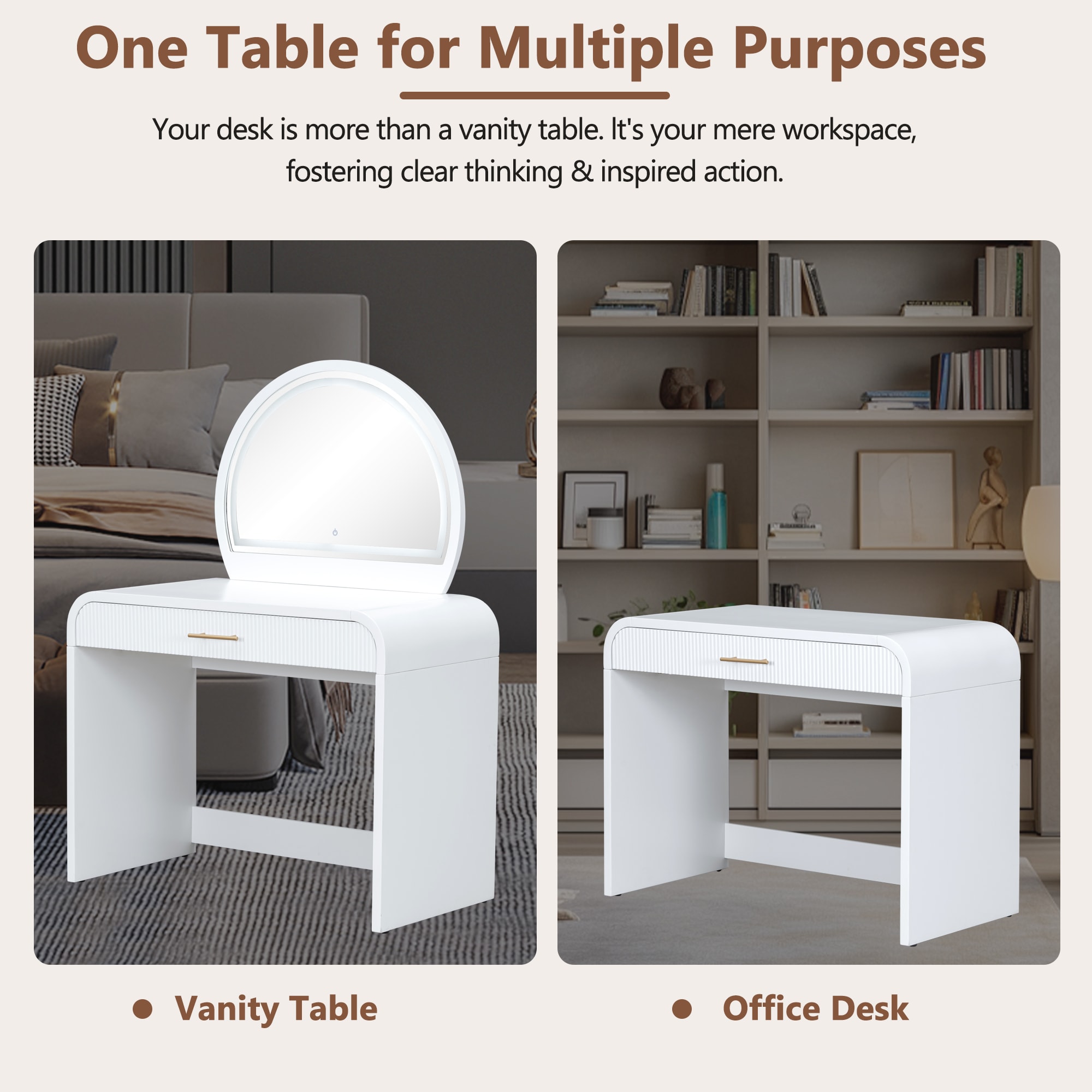 LOVMOR 39 inch Makeup Vanity Table with Mirror Touch Screen Lighted ...
