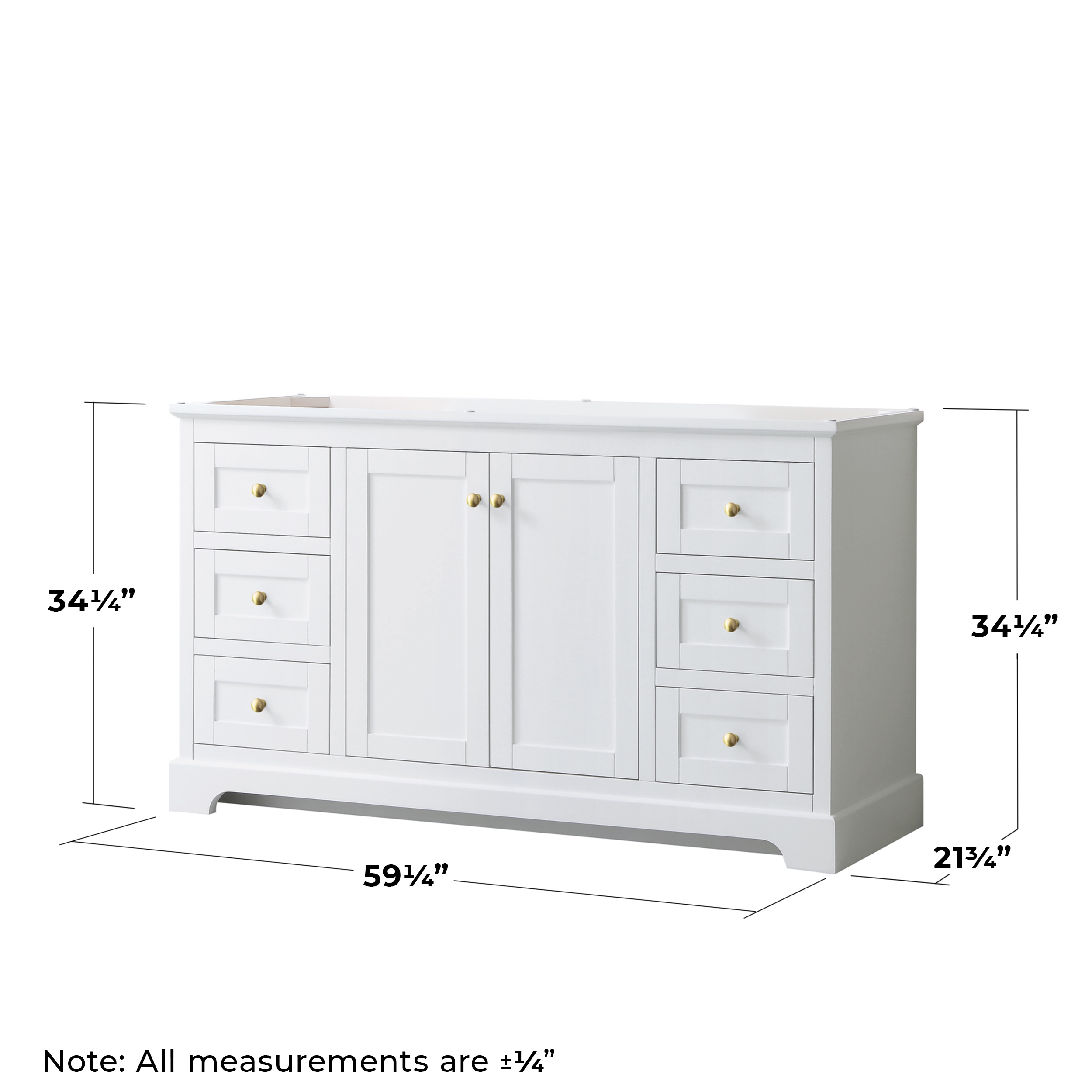 Wyndham Collection Avery 60-in White with Brushed Gold Trim Bathroom ...
