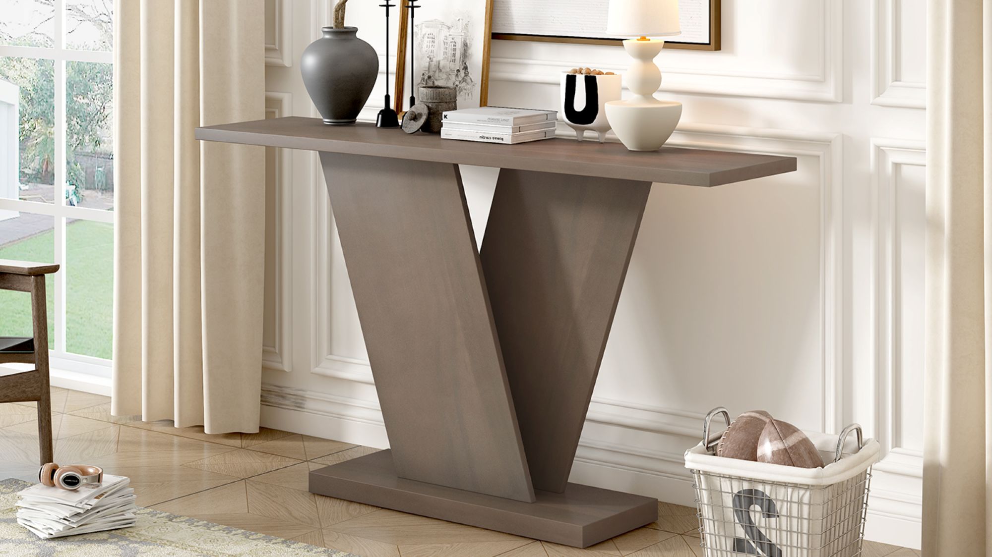 Christopher Knight Home Orbitsan Mirod Minimalist 60 Inch Wood Console ...