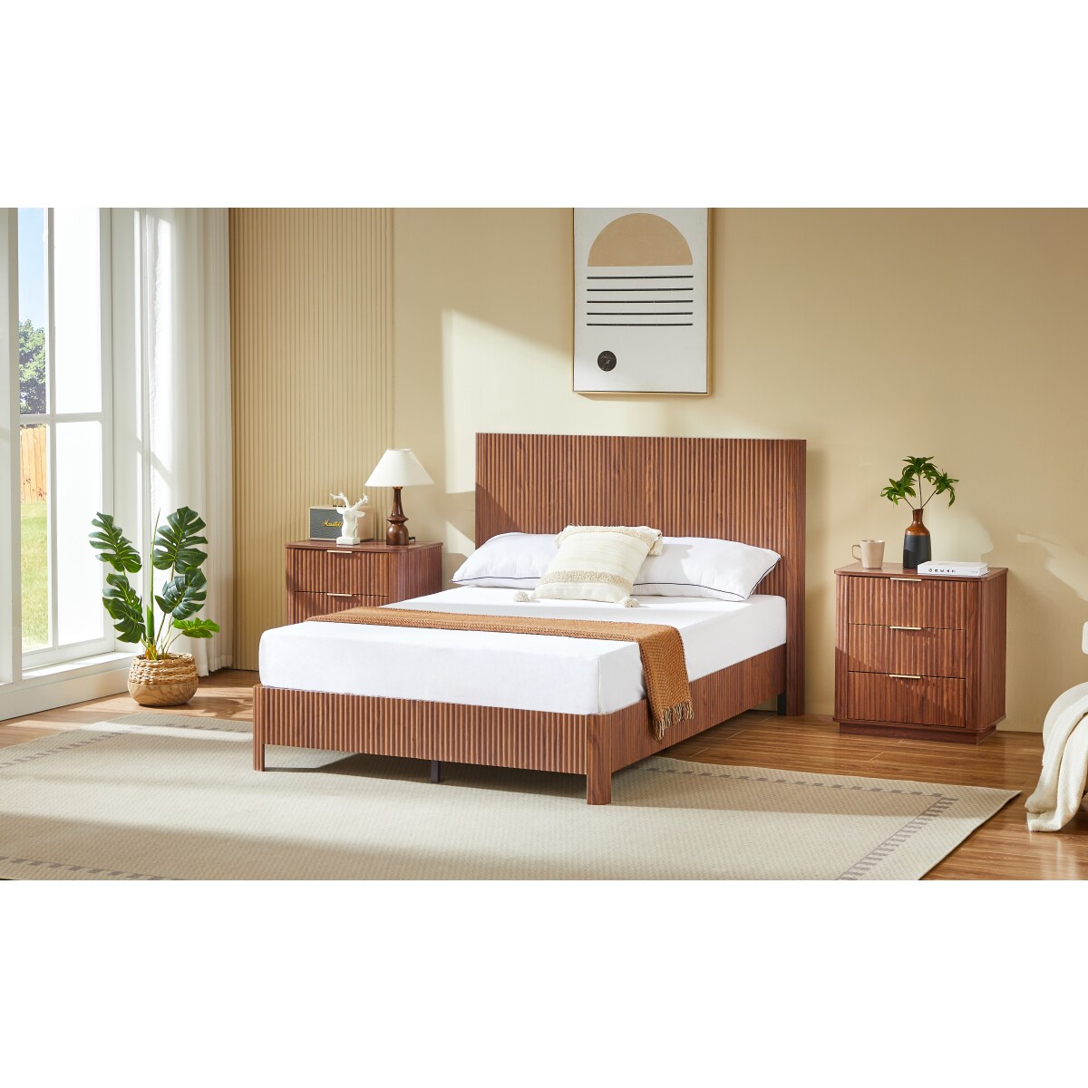 Streamdale Furniture Streamdale Full Size Wooden corrugated curved ...