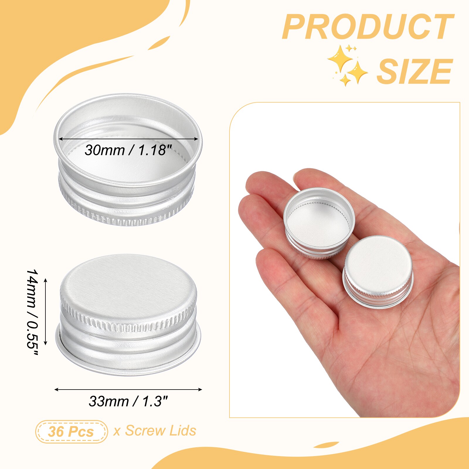 Unique Bargains 30mm Metal Round Screw Lids 36pcs Aluminum Mason Jar ...
