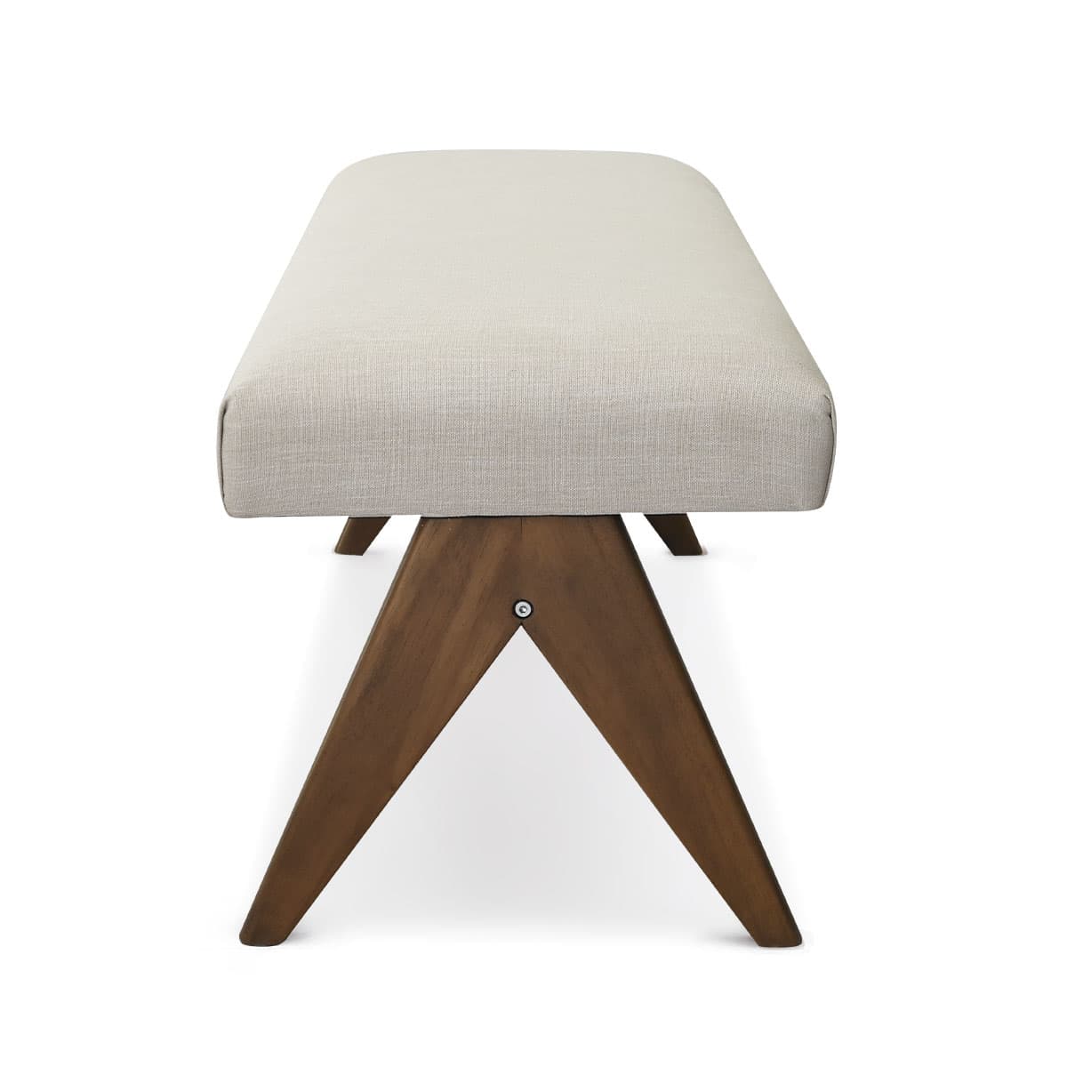 Maison Boucle Modern 47 Inch Beige Upholstered Bench with V-Shaped ...