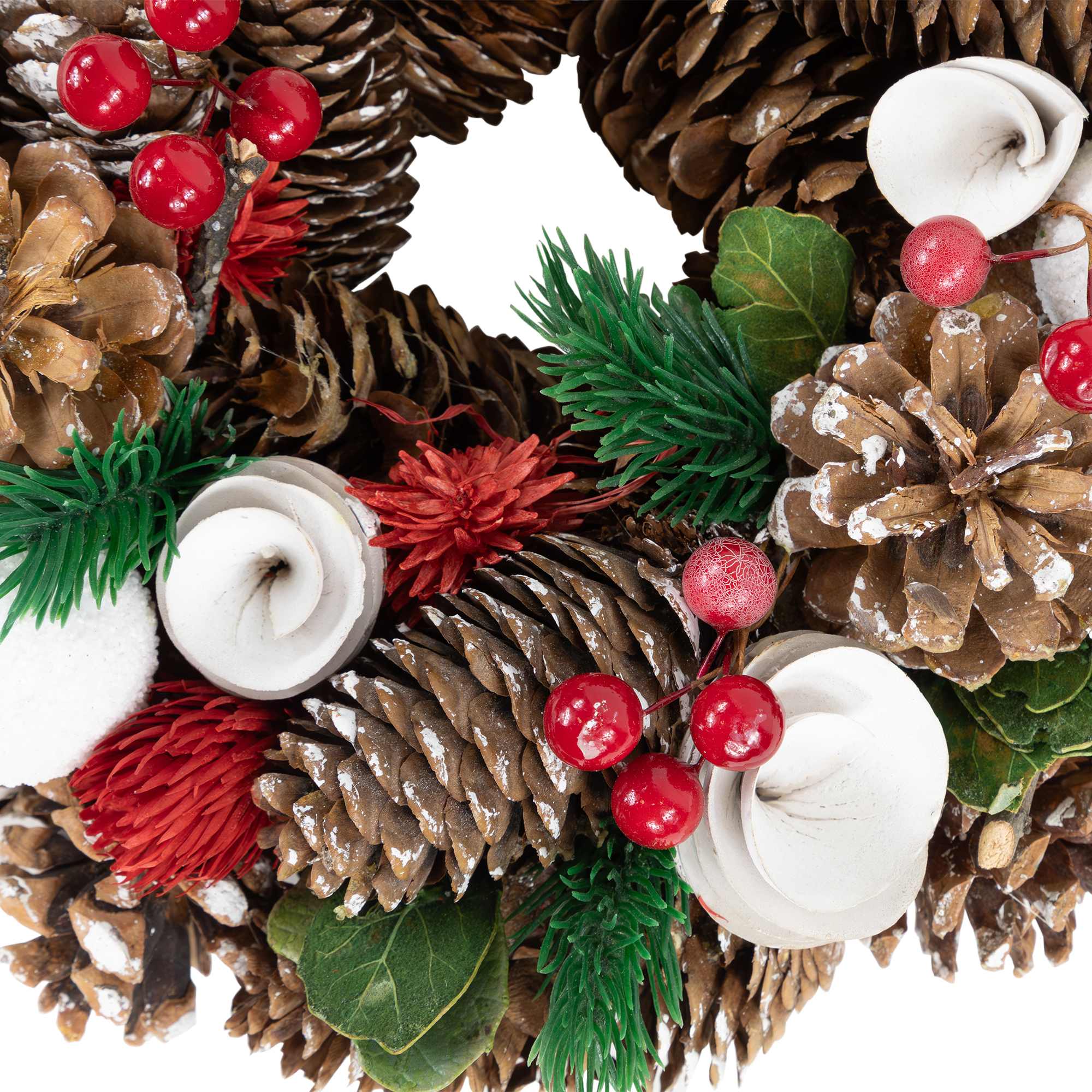 Northlight White Wooden Rose Pine Cone and Berry Artificial Christmas ...