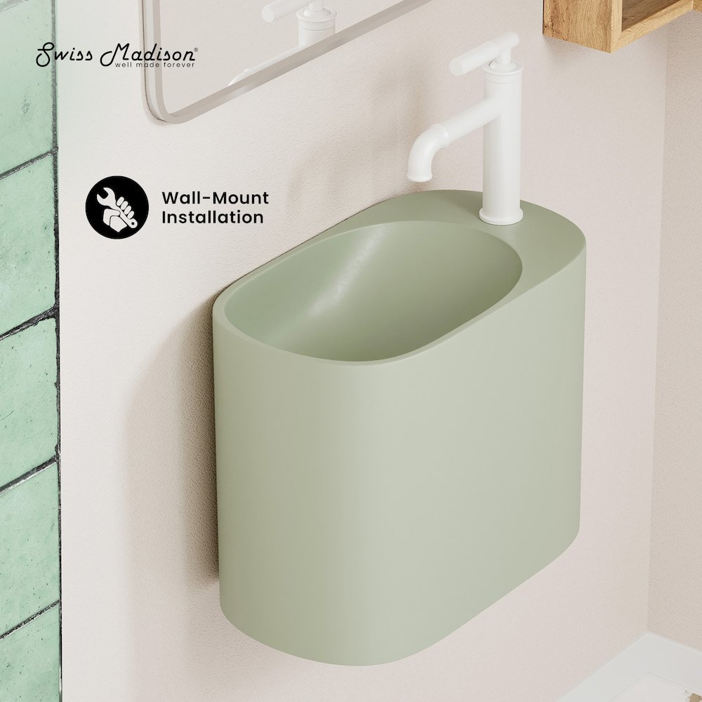 Swiss Madison Terre 18 Right Side Faucet Wall Mount Bathroom Sink in ...