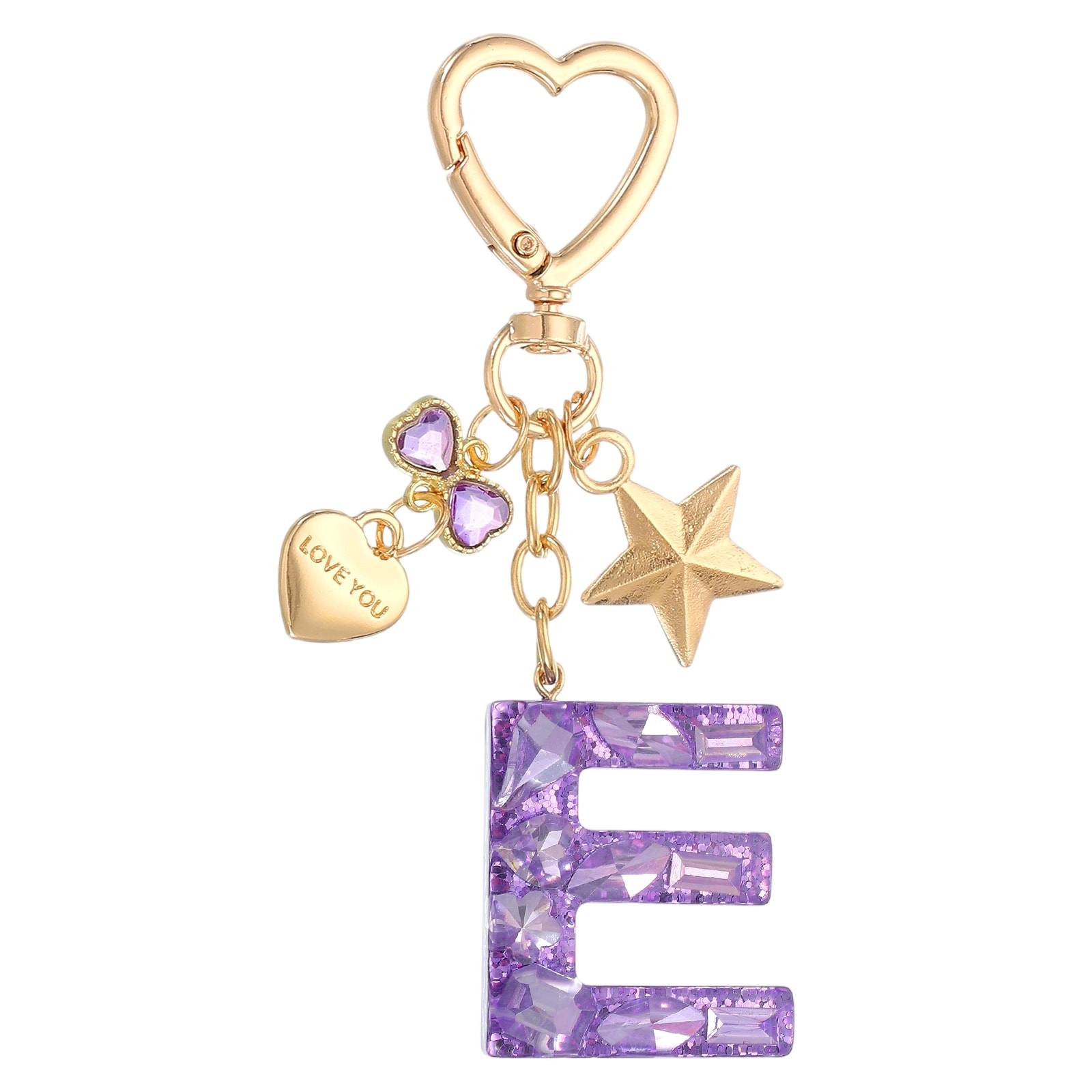 PATIKIL Cute Initial Letter Keychain Letter E Keychains Women Bling ...