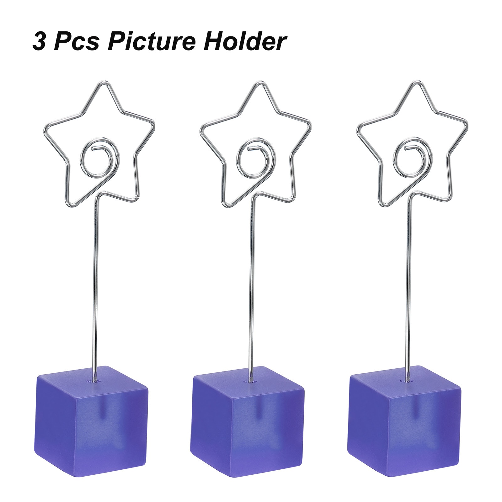 PATIKIL Resin Cube Base Picture Card Holder 3pcs Star Shape Metal Clip ...