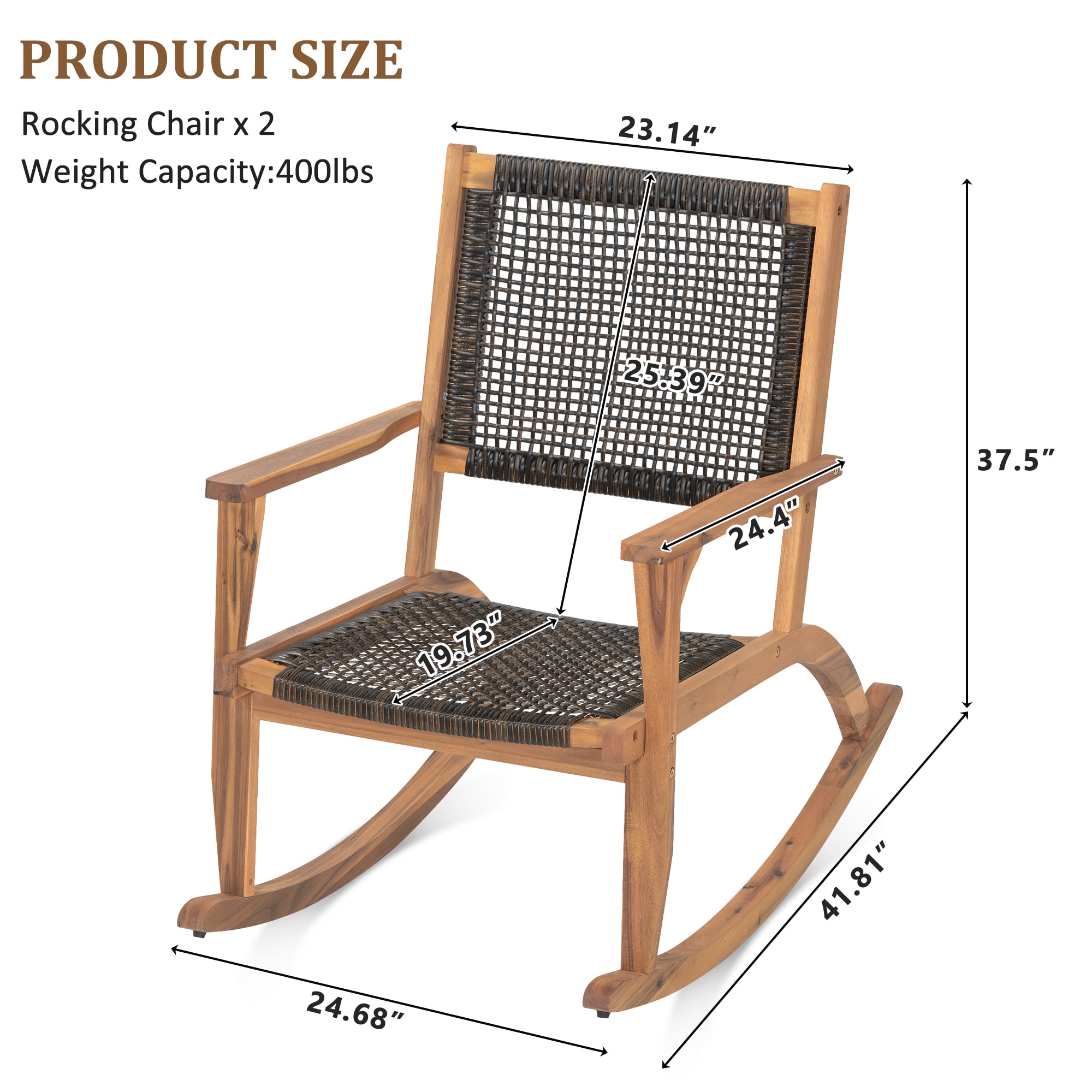 Damerin 24.68-in W Modern Dark Brown Rocking Armchair in the Chairs ...