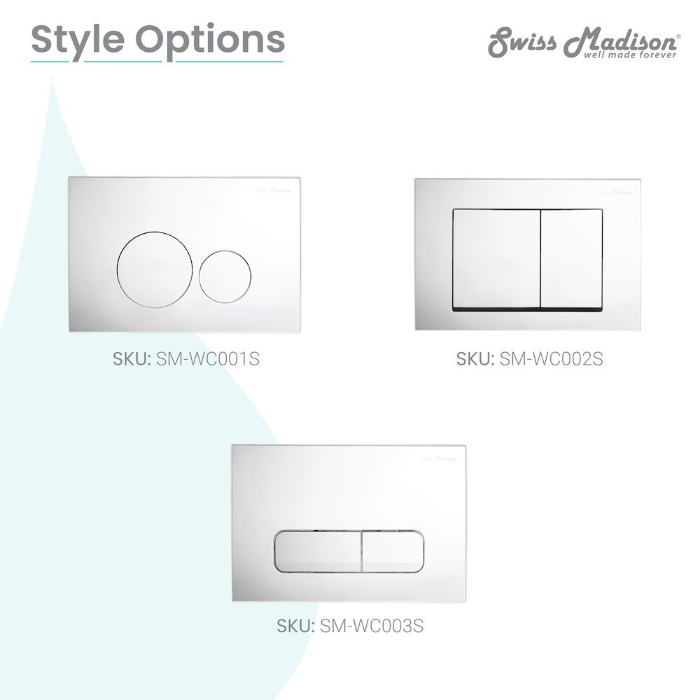 Swiss Madison Wall Mount Dual Flush Actuator Plate Rectangle Push ...