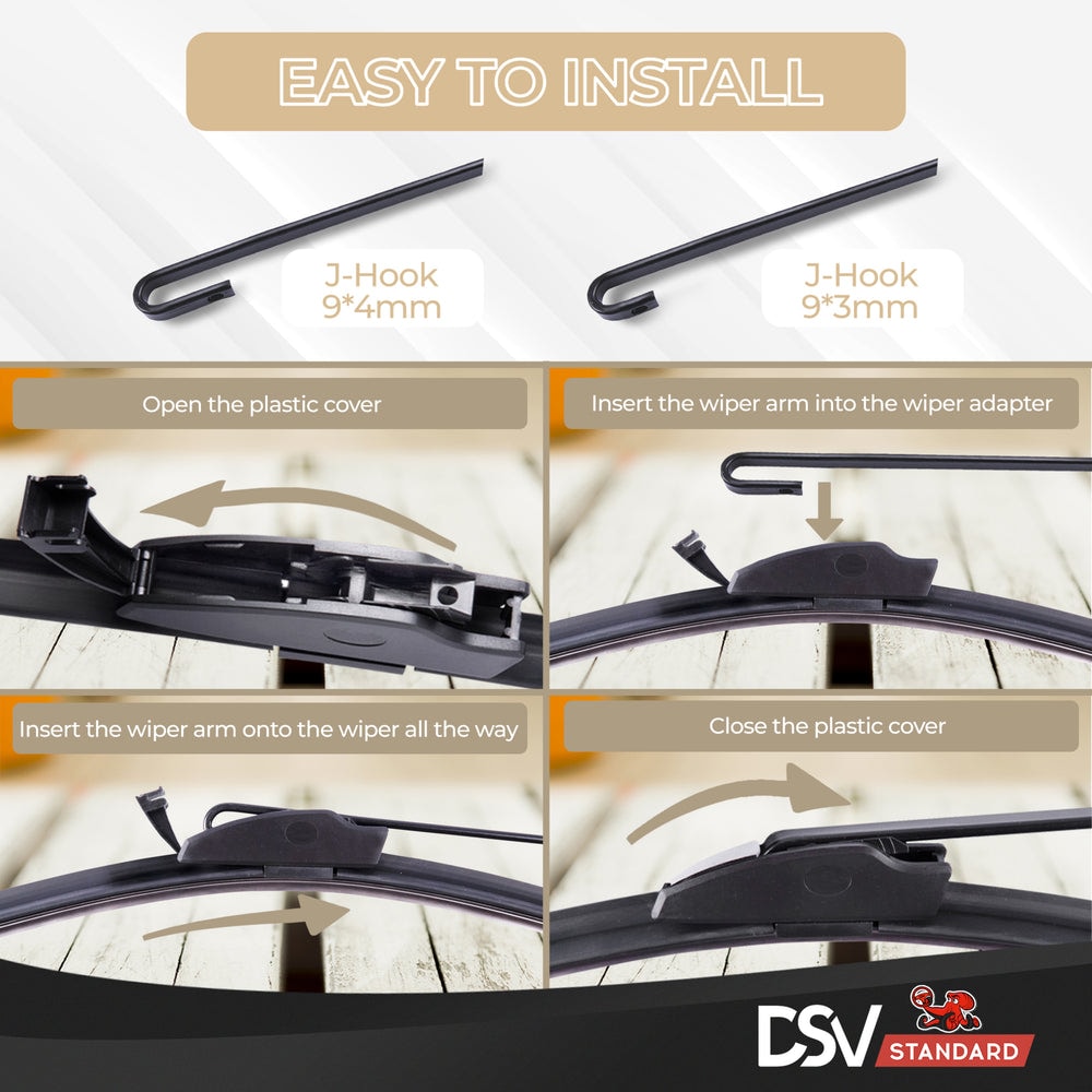 DSV Standard Windshield Wiper Blades 26in x 14in With Universal U J ...