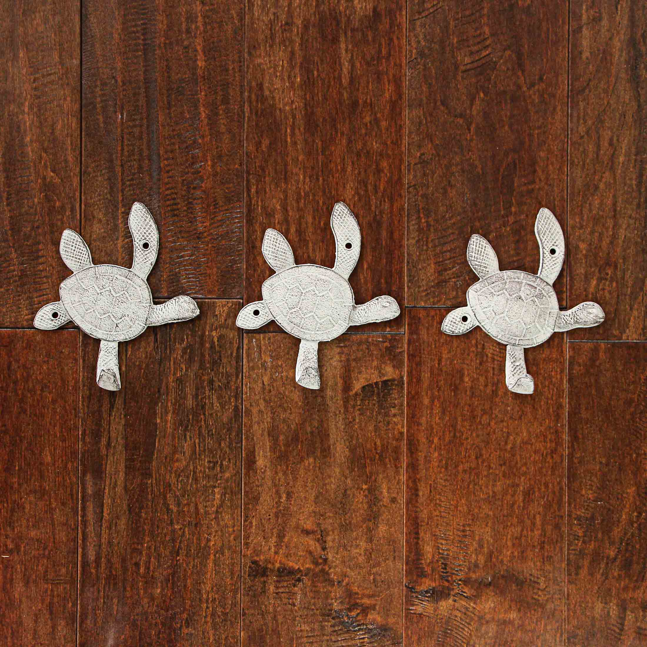 Chesapeake Bay 6 Inch Cast Iron Antique White Sea Turtle Wall Hook ...