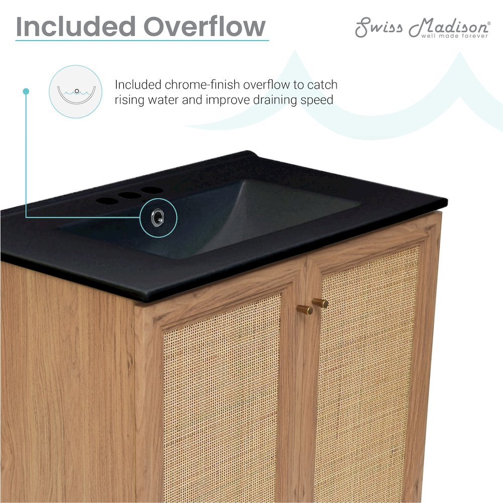 Swiss Madison 30 Freestanding Bathroom Vanity in Golden Oak Black 3Hole ...