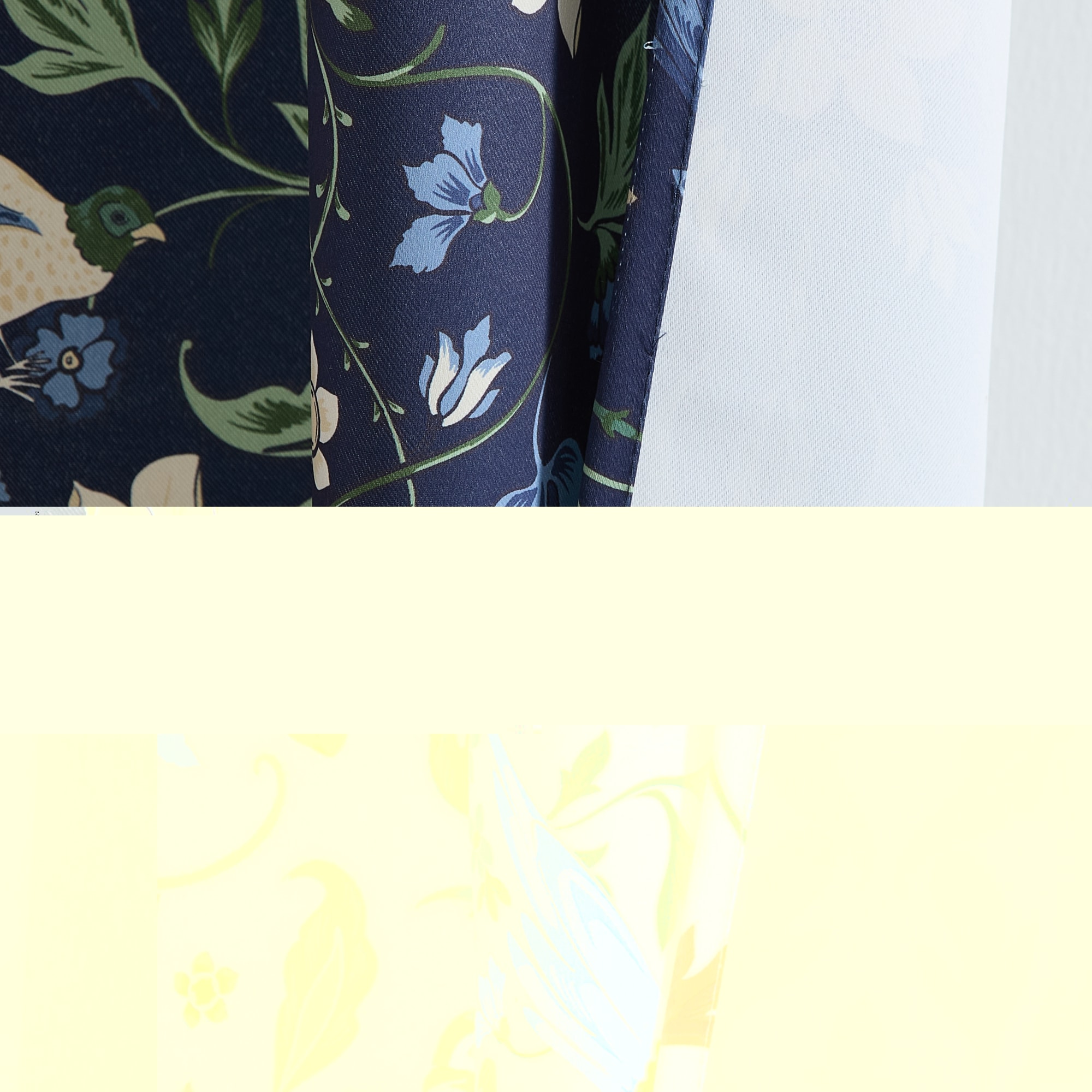 HLC.me Florence Floral and Birds Patterned Window Back Tab Rod Pocket ...