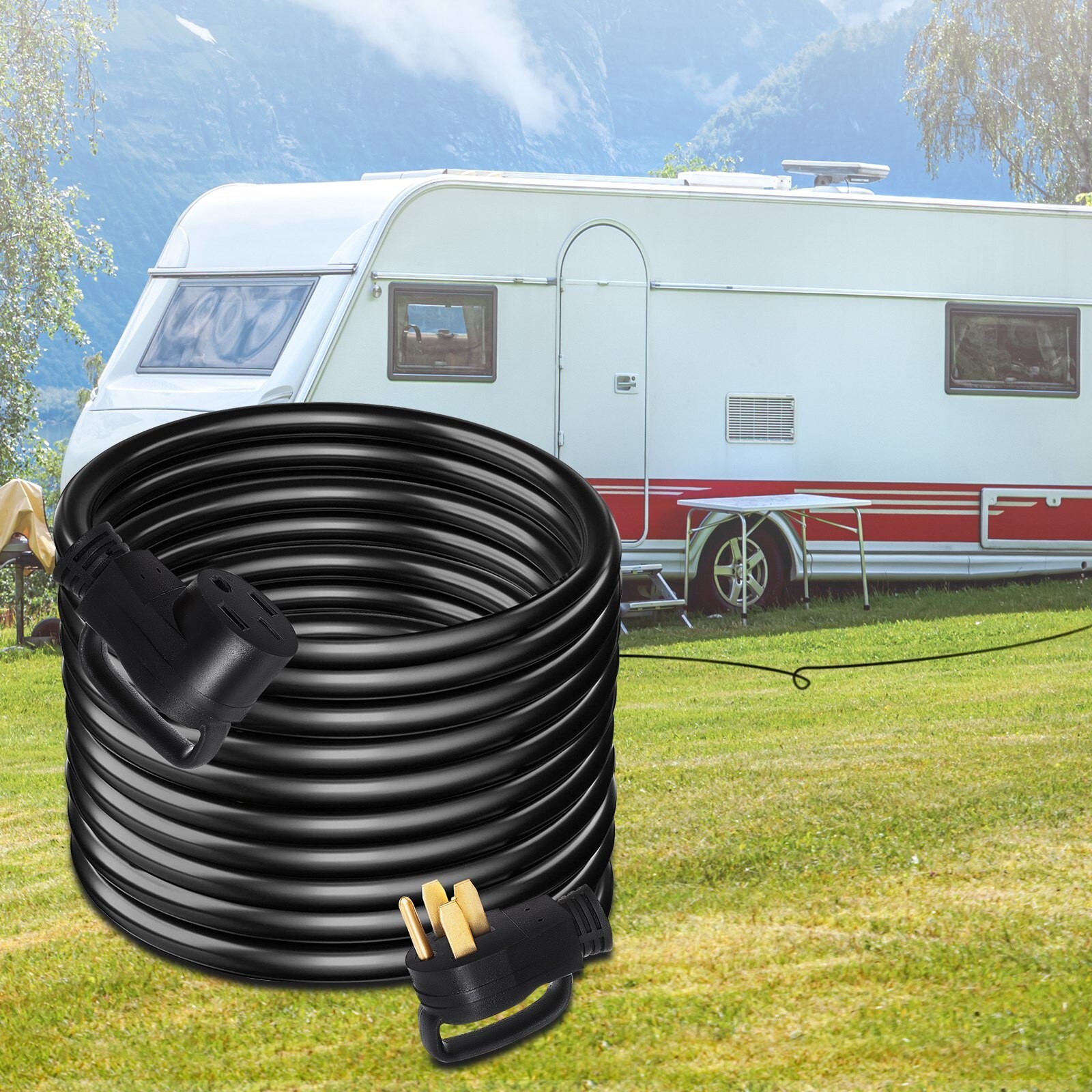 SUGIFT 30-ft 50-Amp RV Extension Cord NEMA 14-50P Heavy Duty 125/250V ...