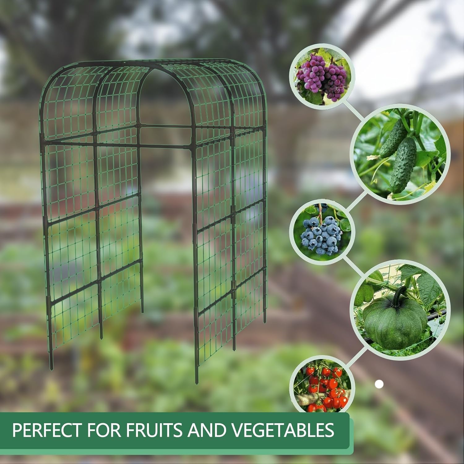 Garvee Metal Garden Arch Trellis 7.3Ft Black for Raised Beds Plant ...