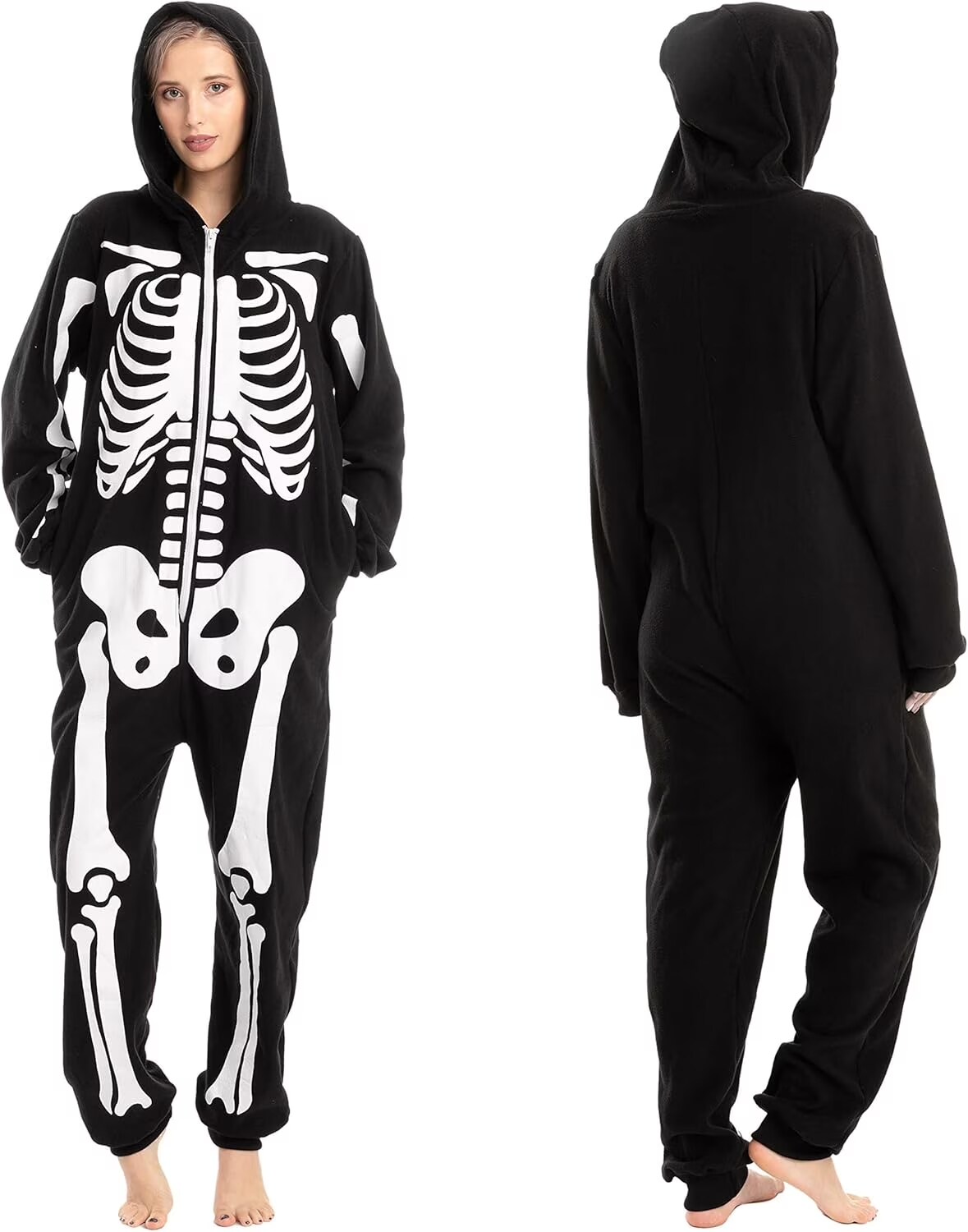 Joyfy Halloween Skeleton Costume Unisex Skeleton Costume Jumpsuit XXL ...