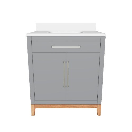 allen + roth Wells 30-in Dark gray with walnut base Undermount Single ...