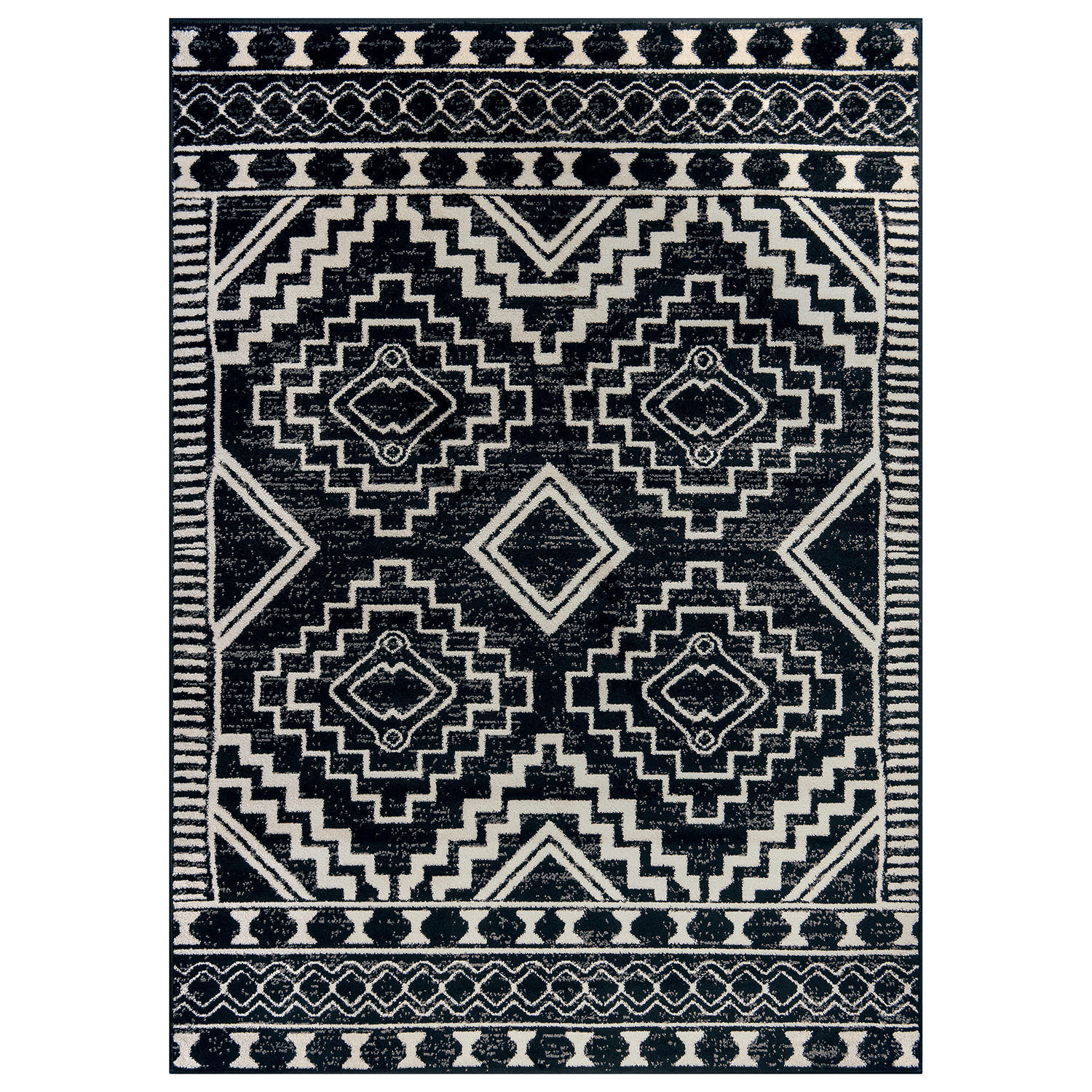 World Rug Gallery Naples 4 x 6 (ft) Flatweave Black Rectangular Indoor ...