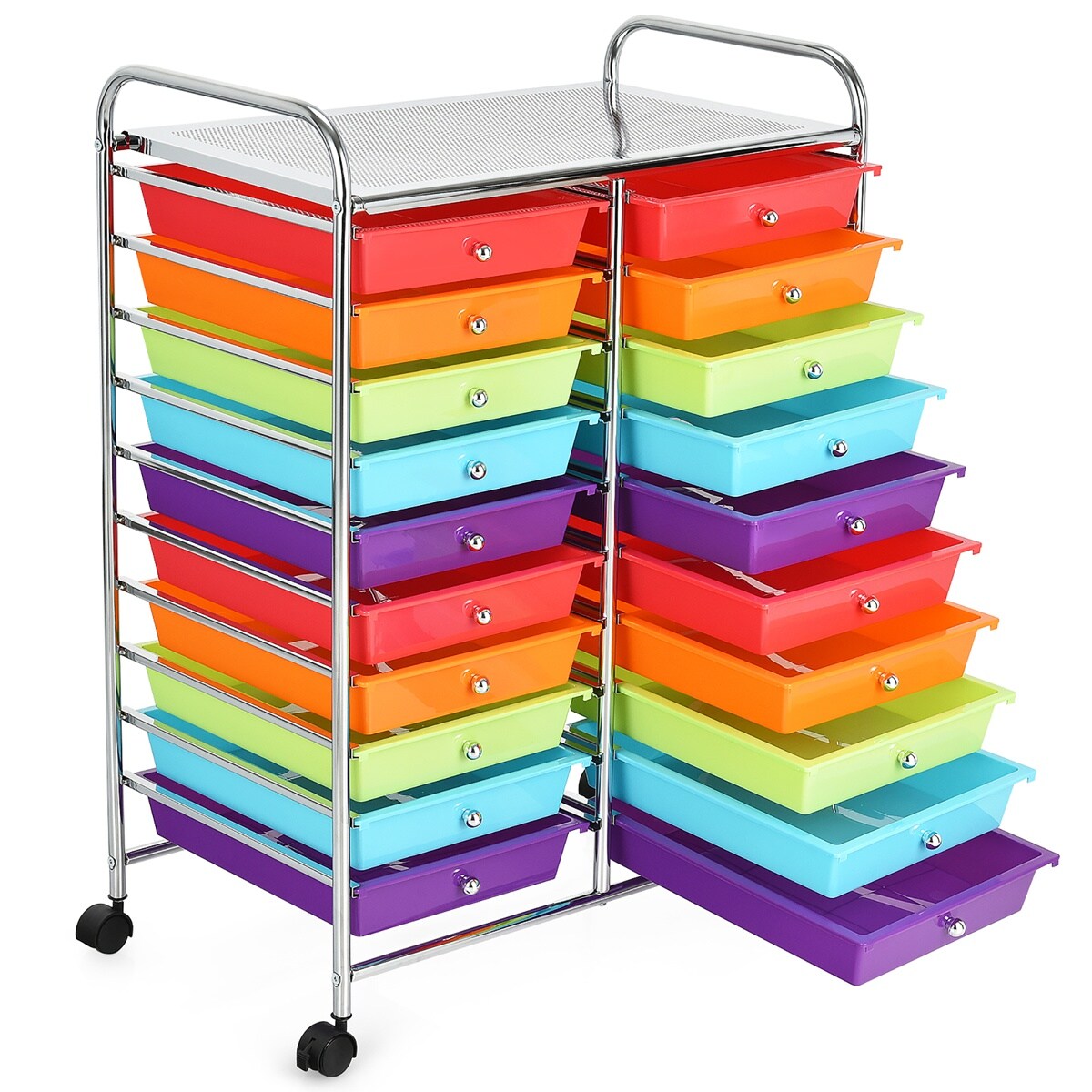 Costway 20 Drawer Rolling Storage Cart Tools Scrapbook Paper Organizer ...