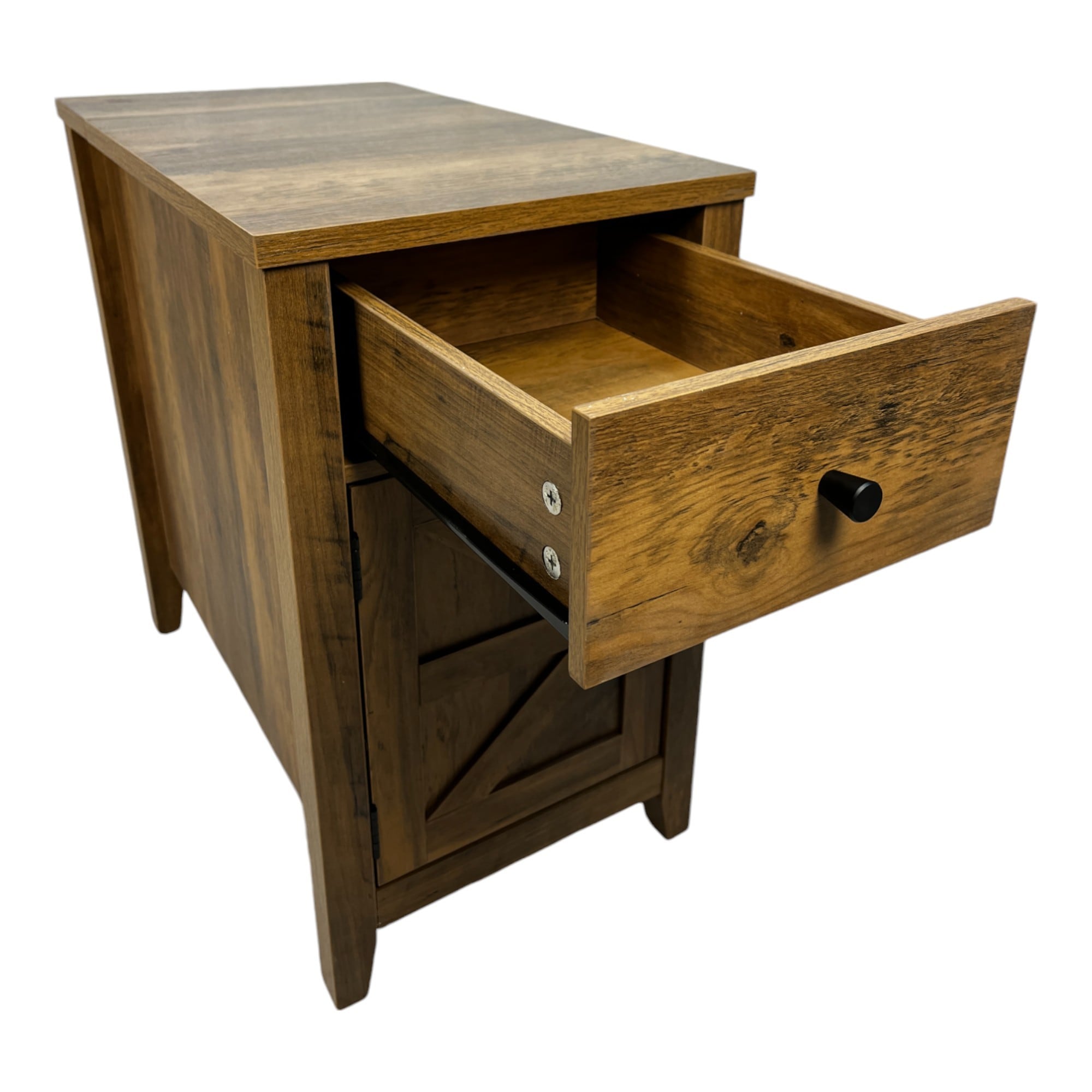 GlasFlength Farmhouse End Table Modern Bedside Table with Drawer and ...