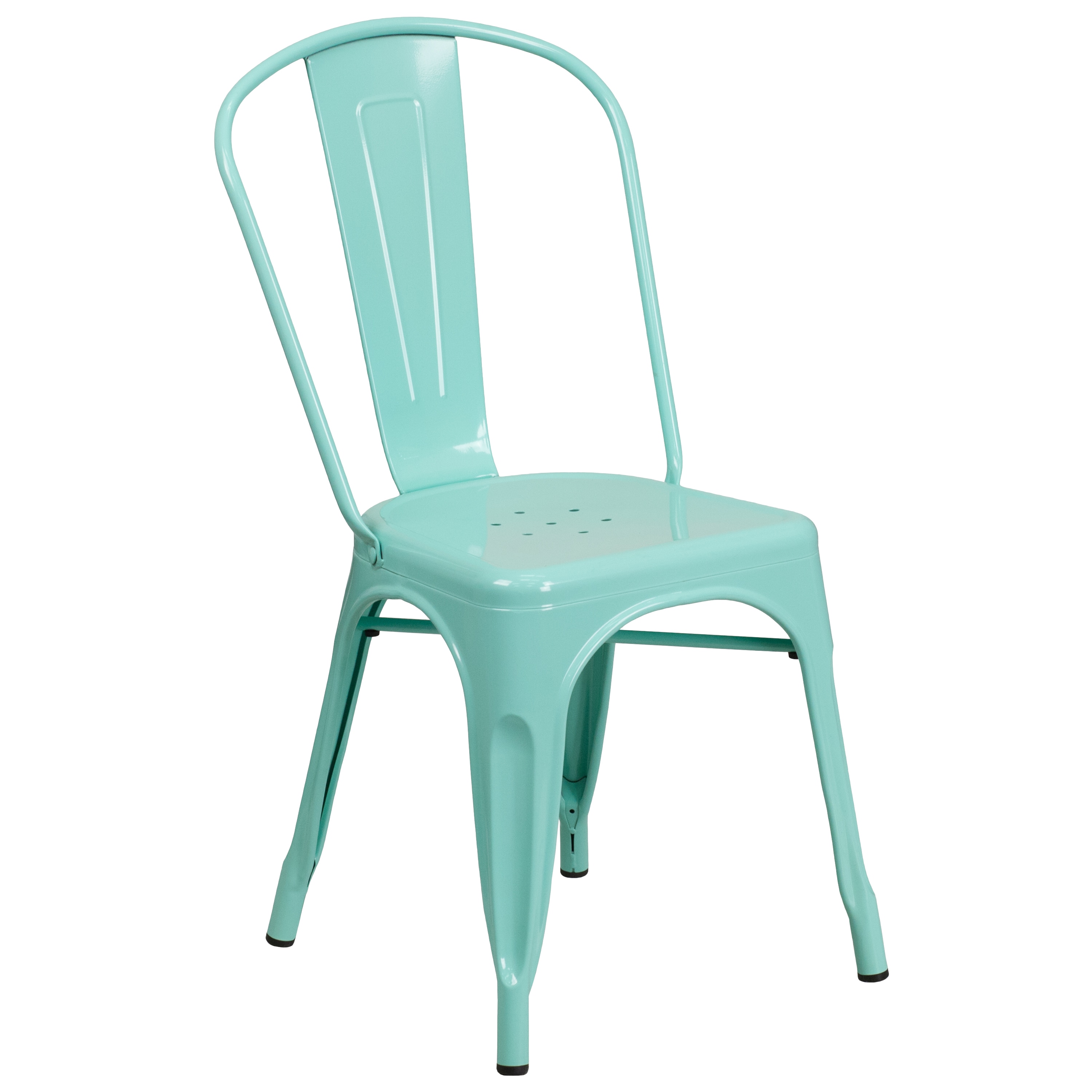 Merrick Lane Wells Indoor/Outdoor Stacking Metal Dining Chair in Mint ...