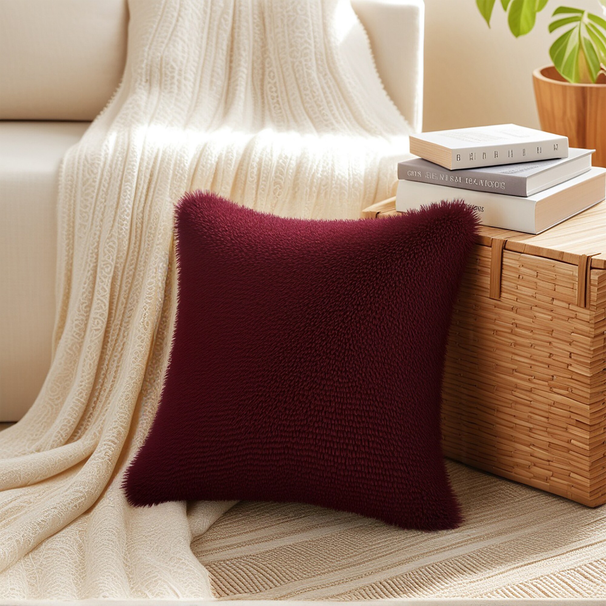 Unique Bargains Throw Pillow Covers 2pcs Fluffy Cushion Covers ...