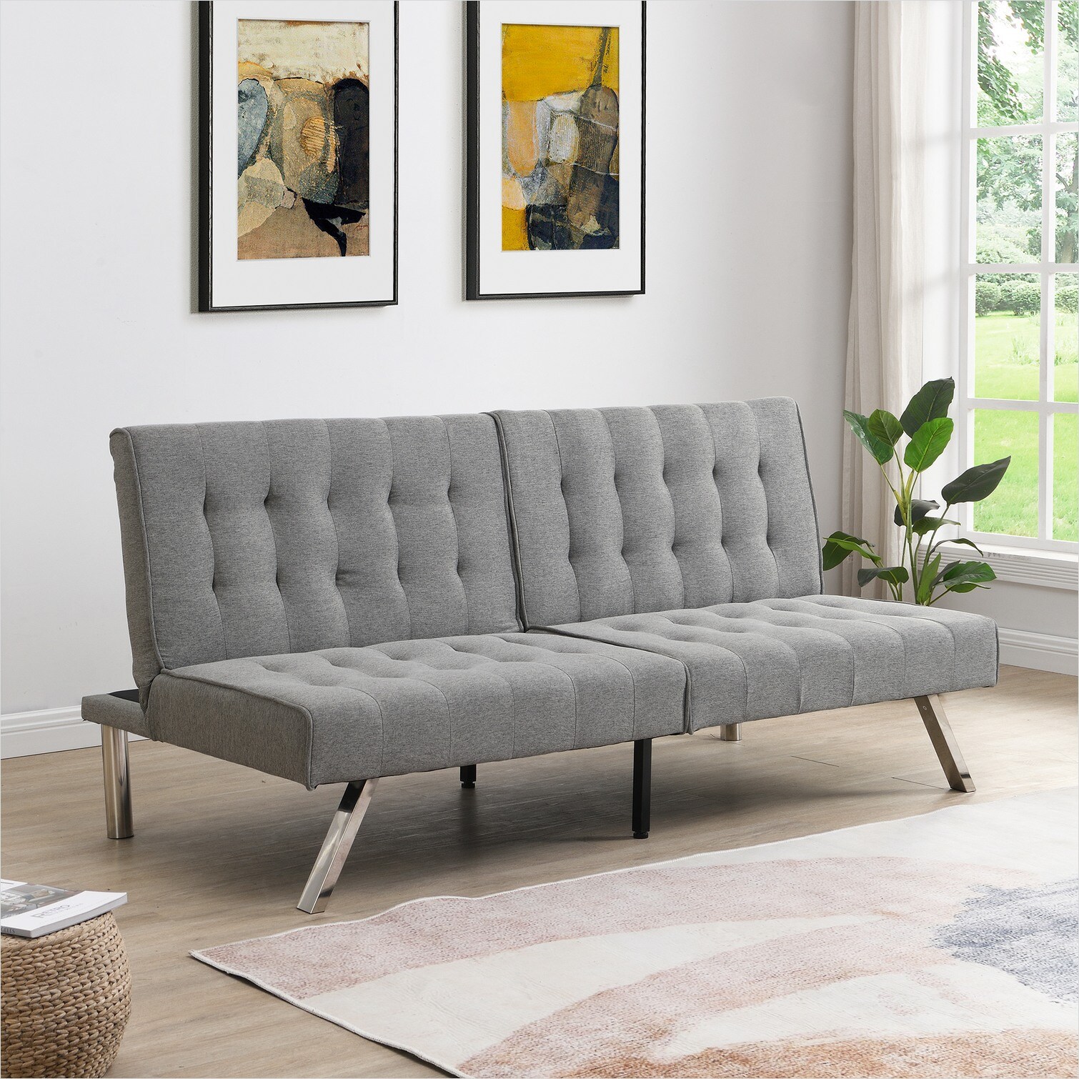 Naturefalls 2-Seater Sleeper Sofa with Wood Frame and Stainless Steel ...