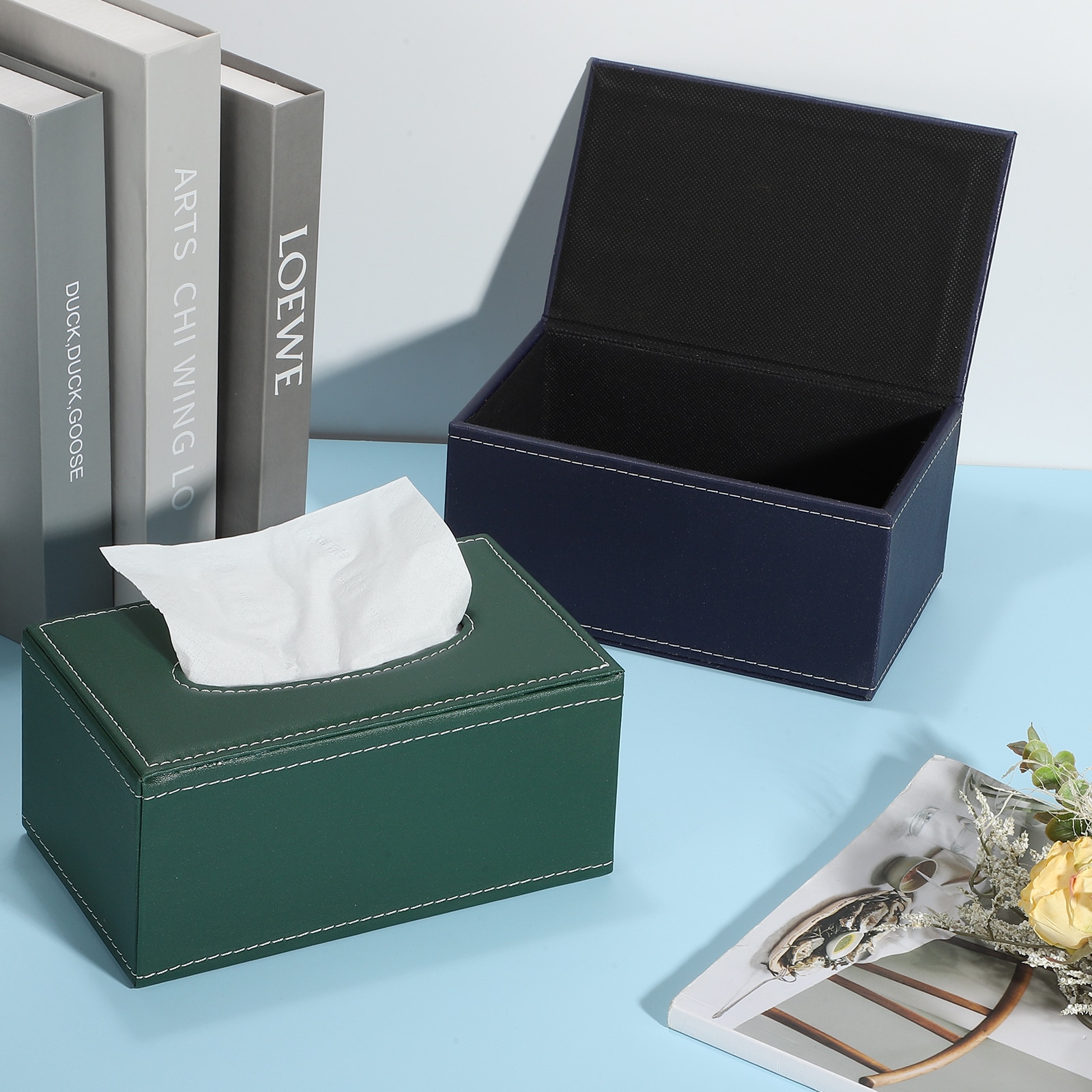 Unique Bargains Tissue Box Cover with Magnetic Bottom Rectangle Tissue ...